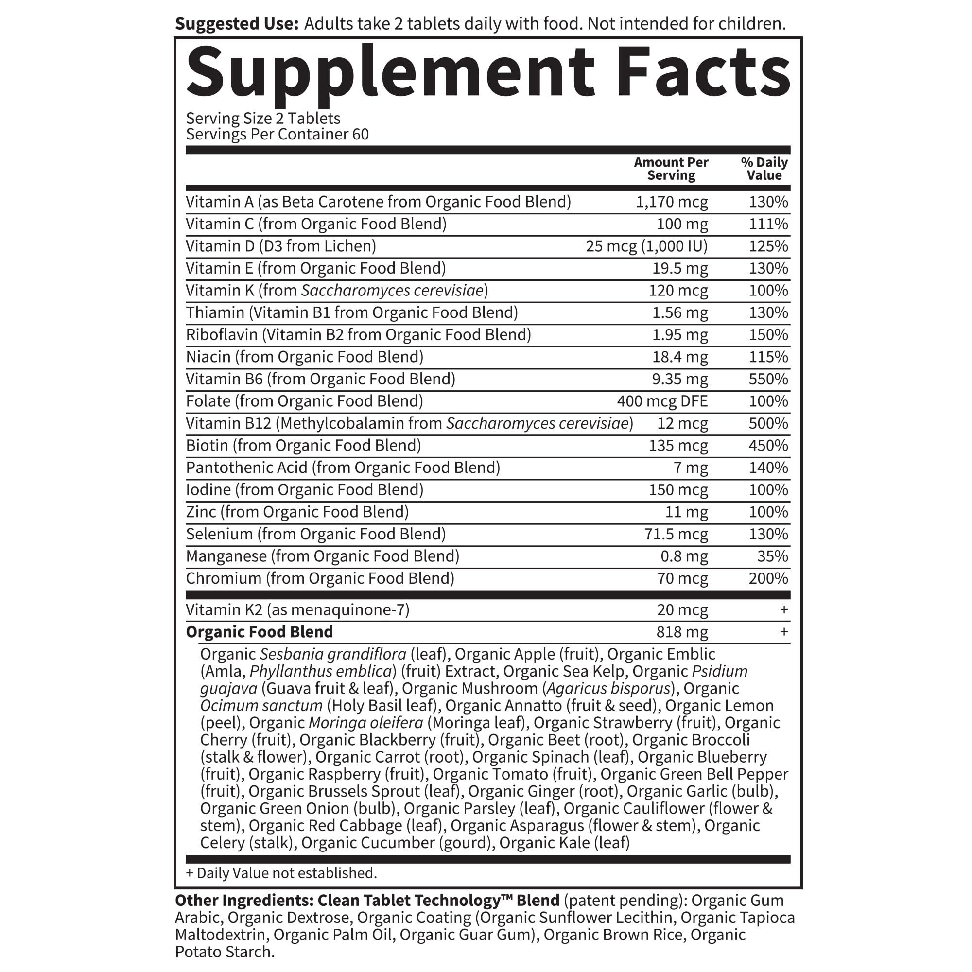 vegan-friendly blended vitamin & mineral