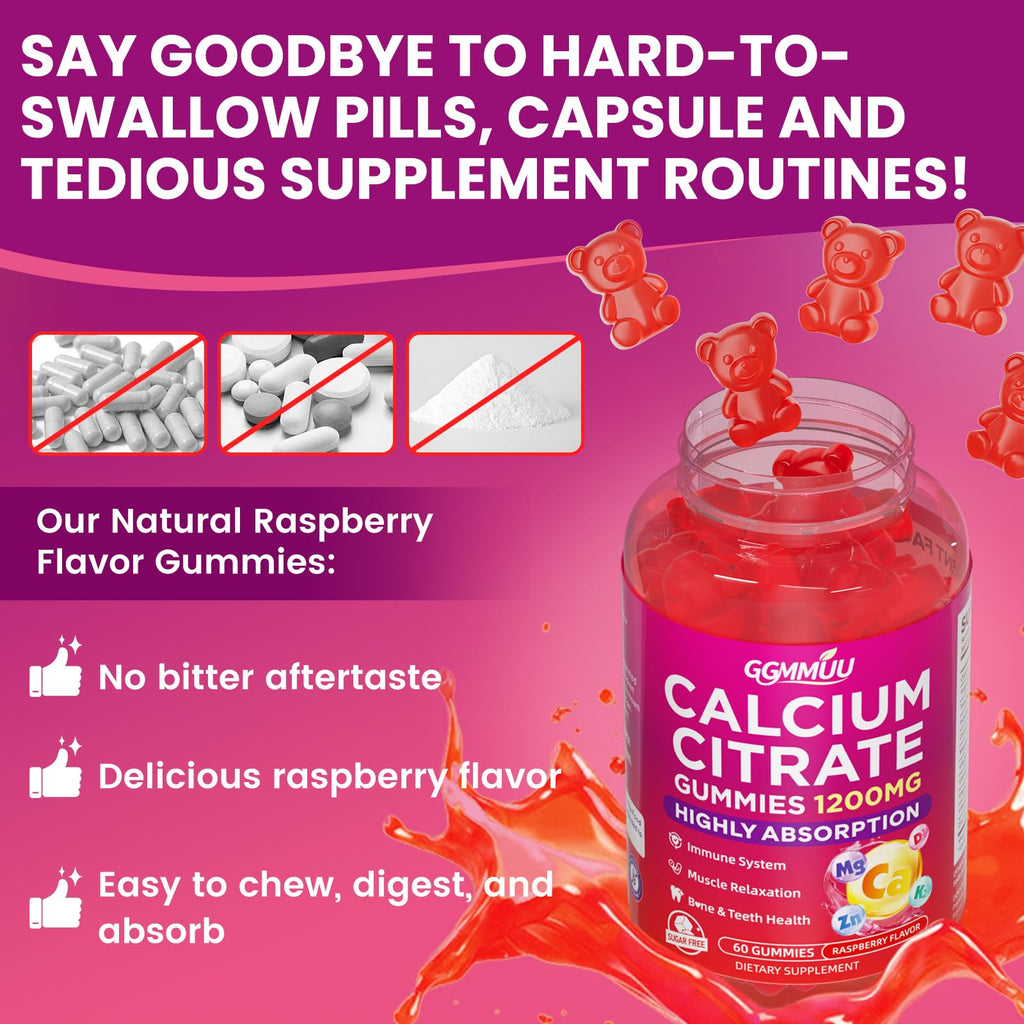 Vegan-friendly calcium gummies with essential vitamins