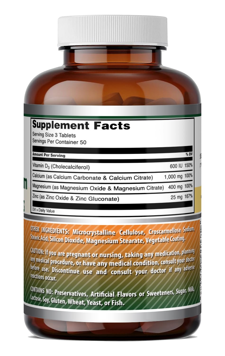 Vegan-friendly calcium magnesium zinc formula