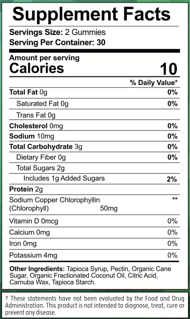 Vegan-friendly chlorophyll for natural energy
