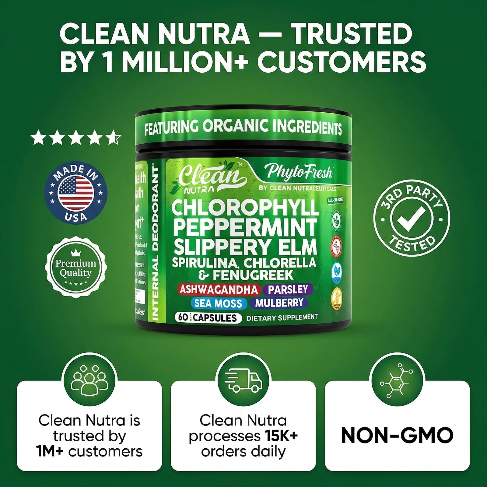Vegan-friendly chlorophyll supplement capsules
