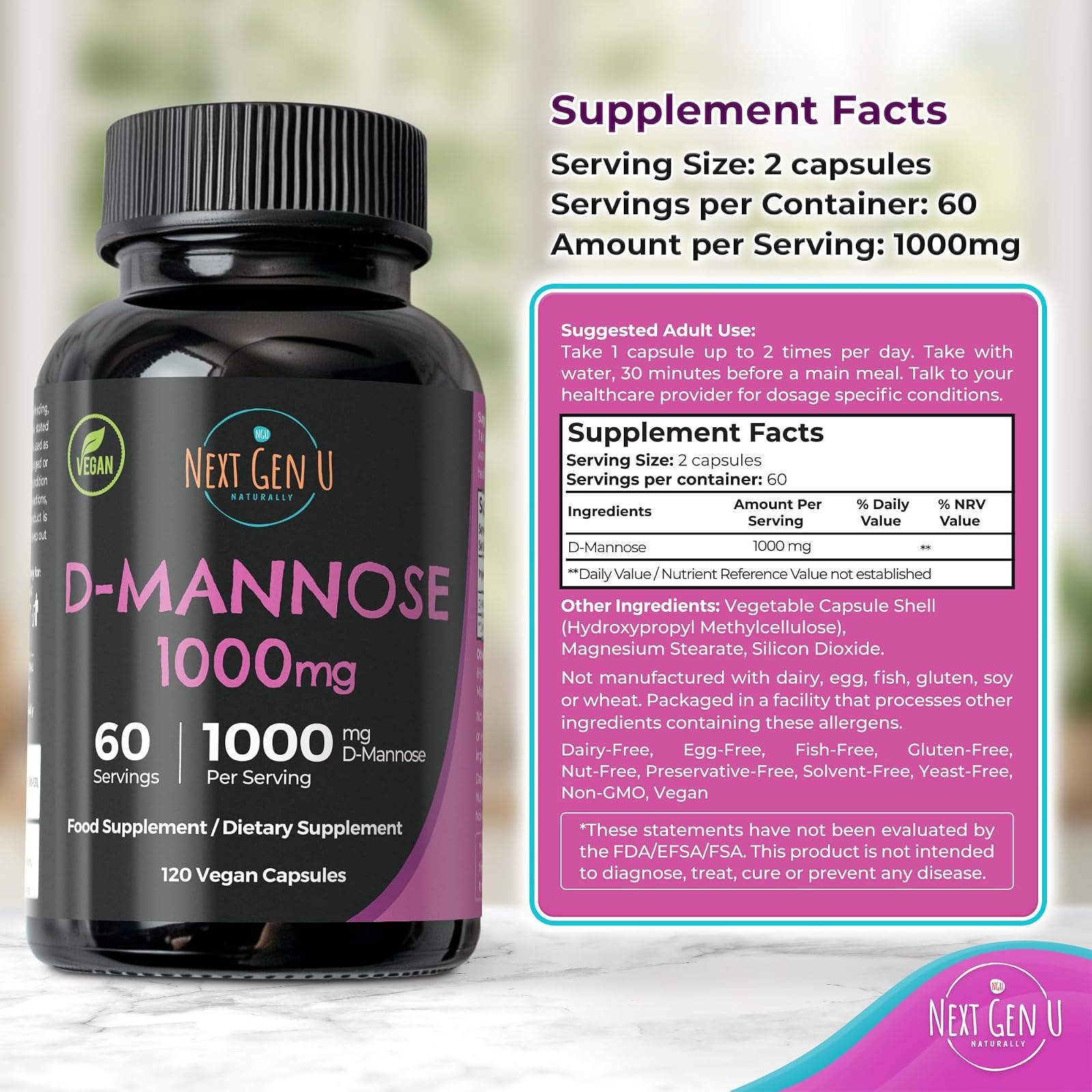 vegan-friendly D Mannose formula