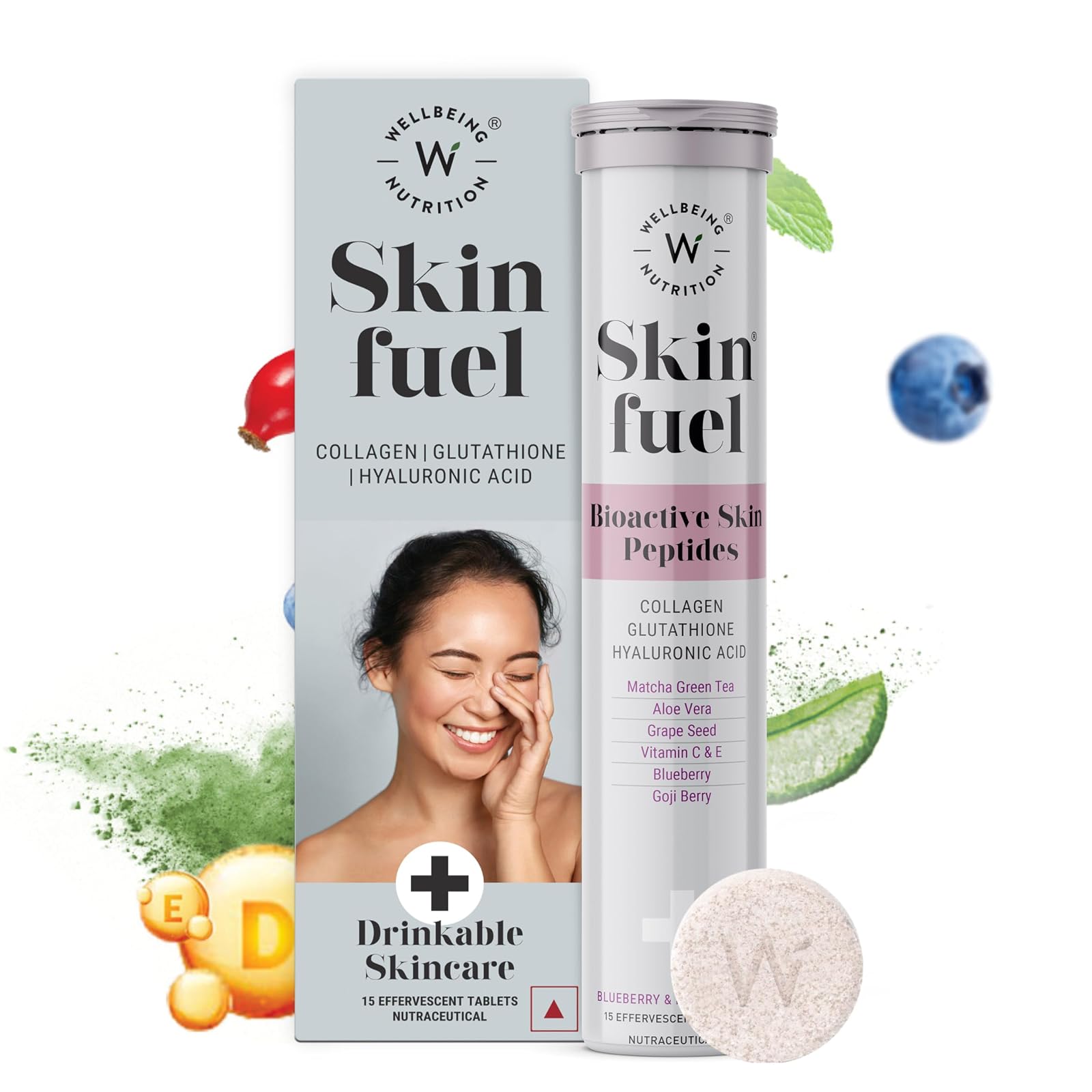Vegan-friendly effervescent skin support