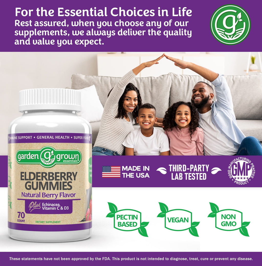 Vegan-friendly elderberry gummy supplements