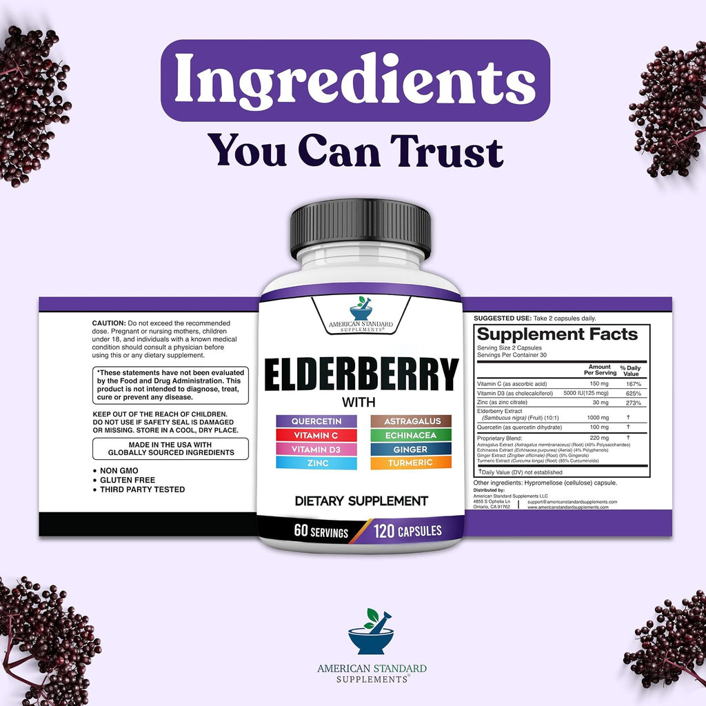vegan-friendly elderberry supplement capsules