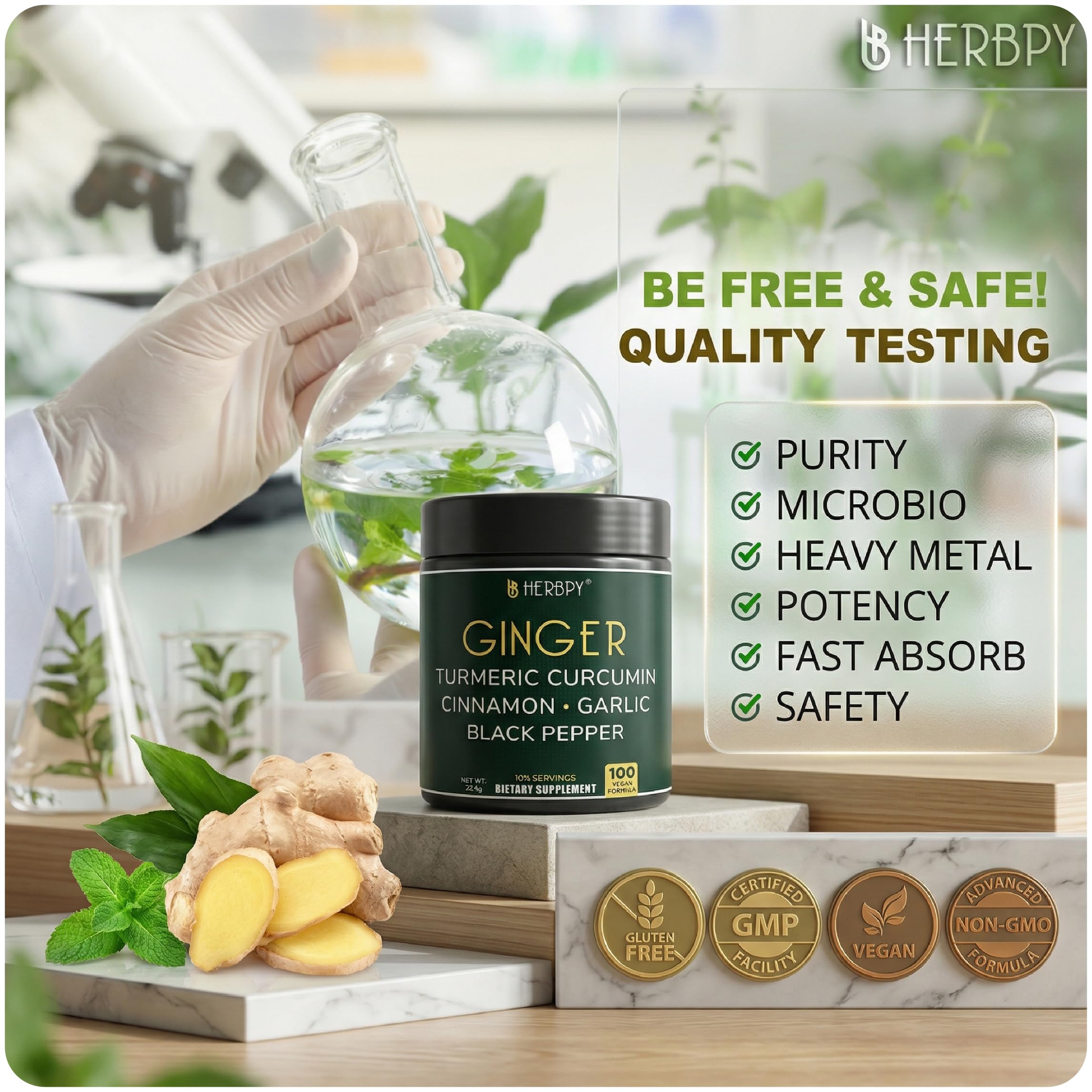 Vegan-friendly ginger capsules for vitality