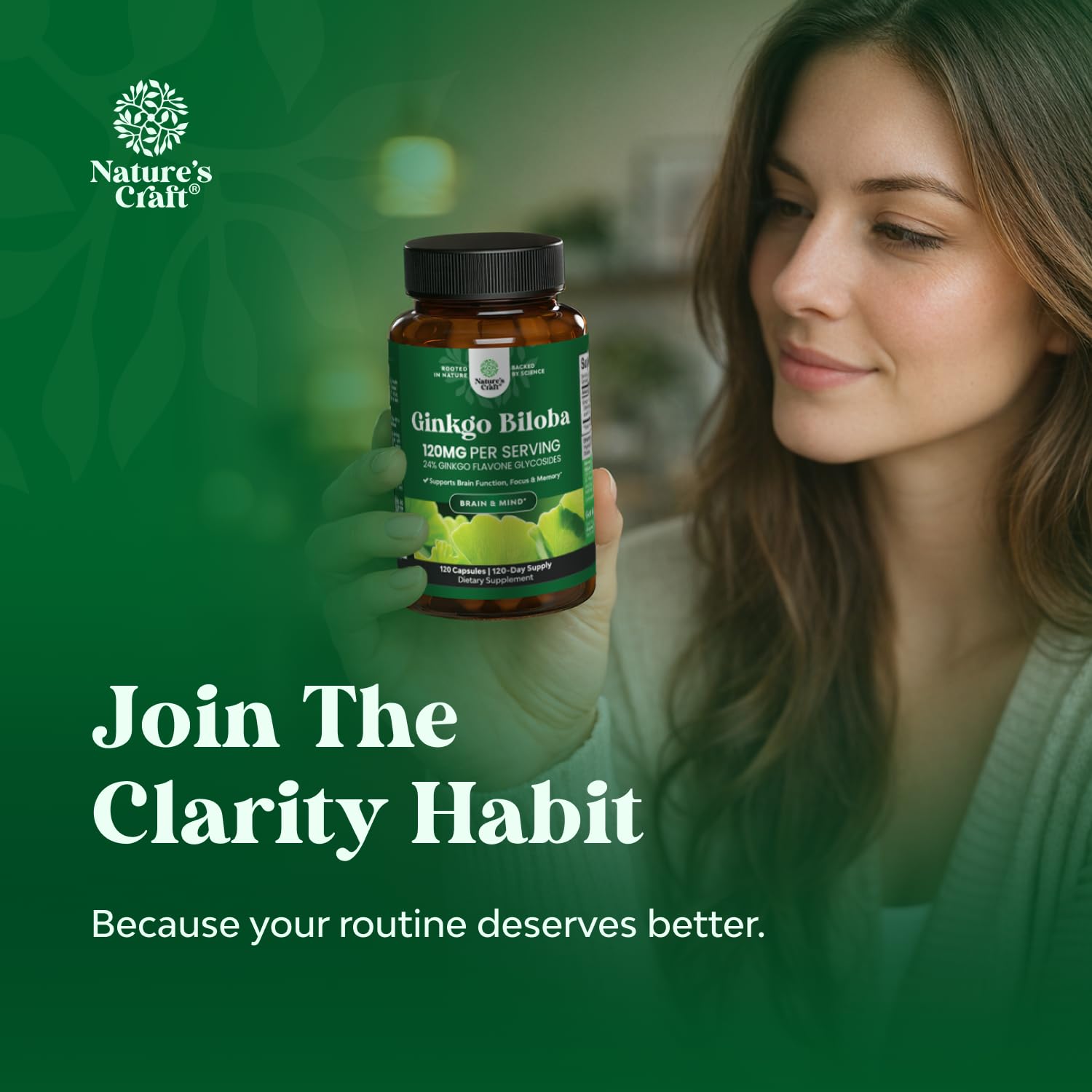 Vegan-friendly Ginkgo Biloba capsules