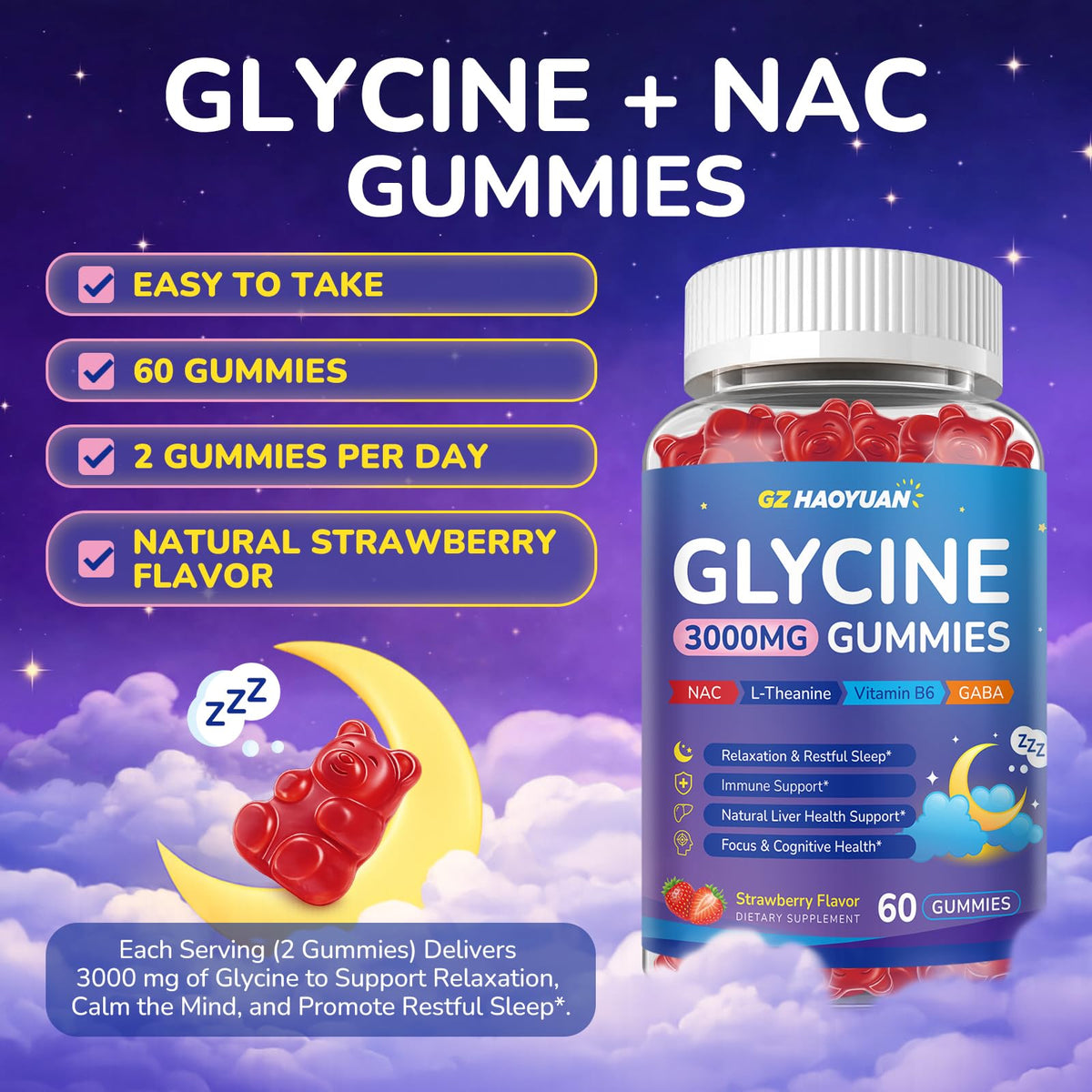 Vegan-friendly glycine gummy vitamins