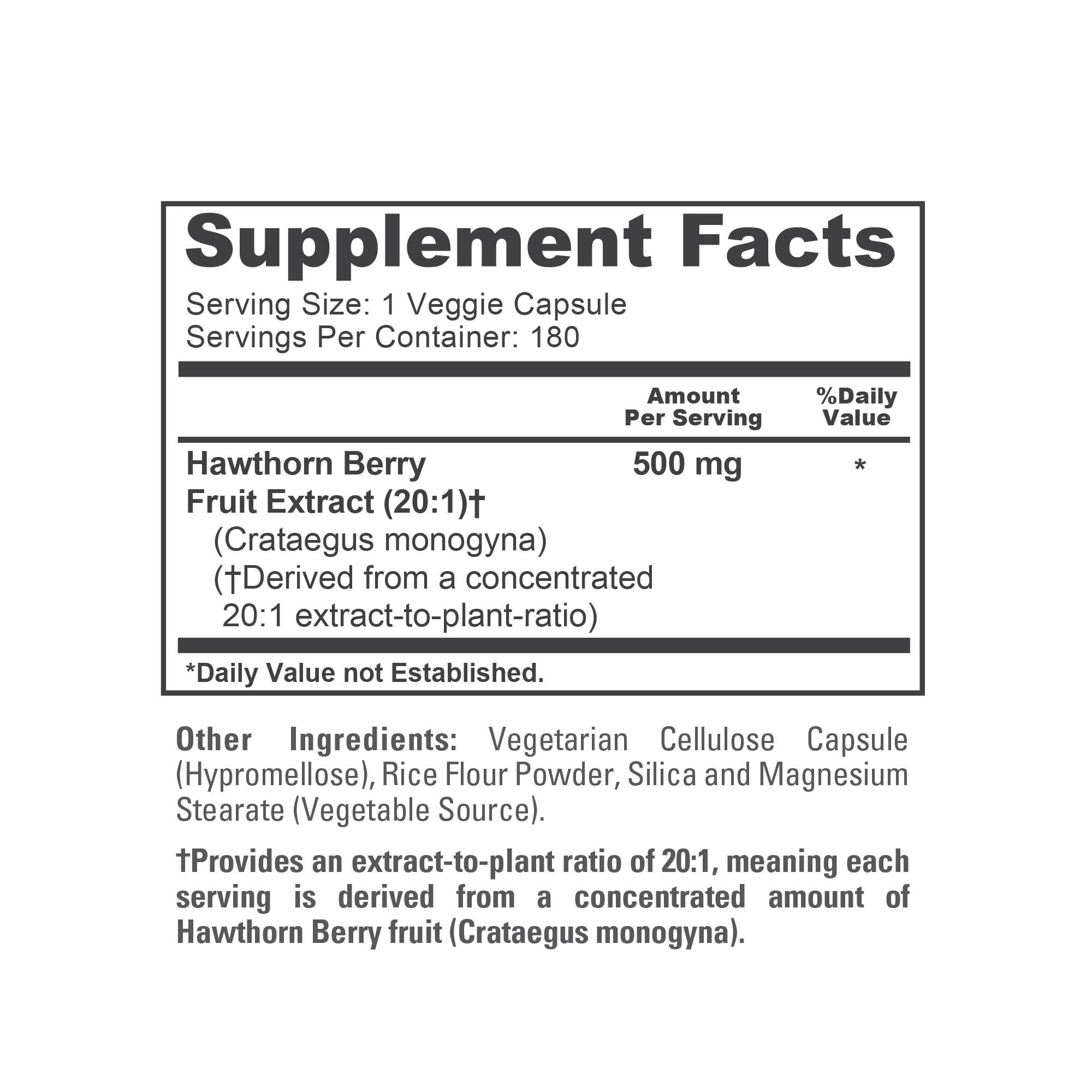 Vegan-friendly hawthorn dietary supplement