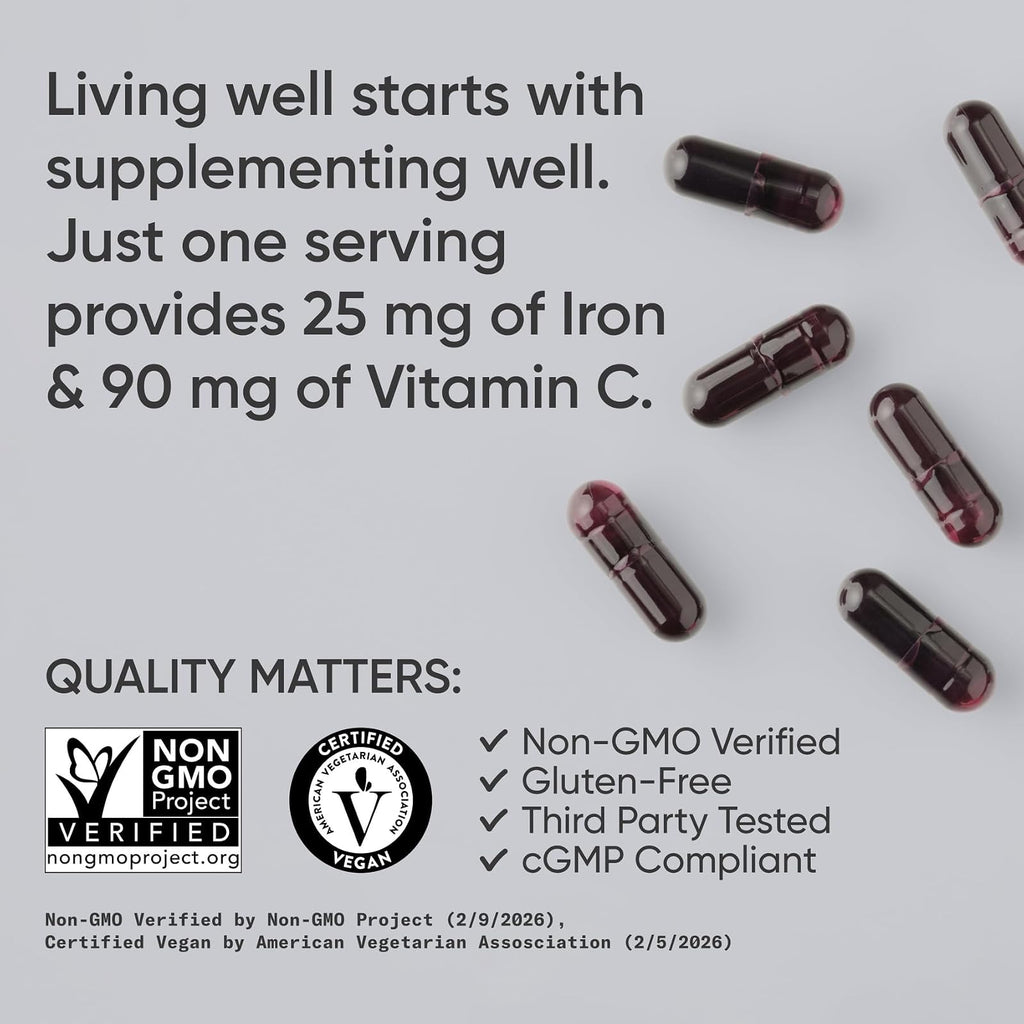Vegan-friendly iron capsules for health