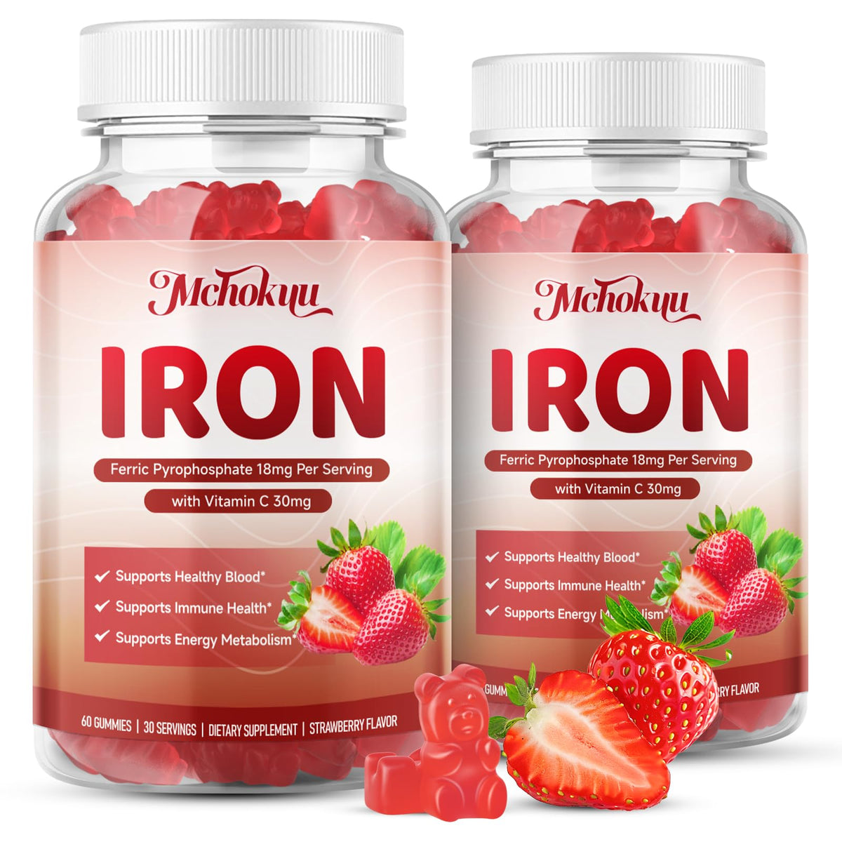 Vegan-friendly iron gummies with Vitamin C