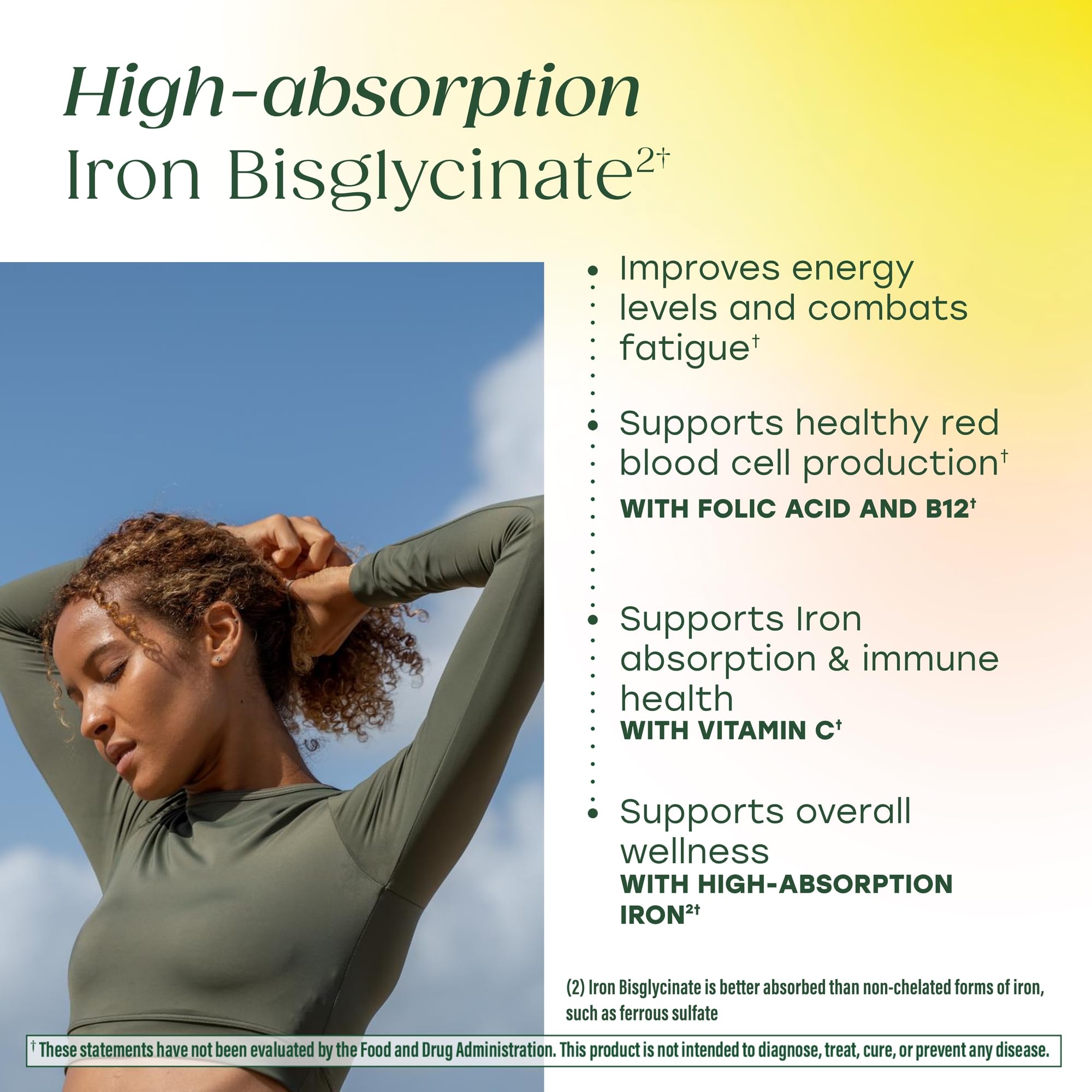 Vegan-friendly iron supplement for energy