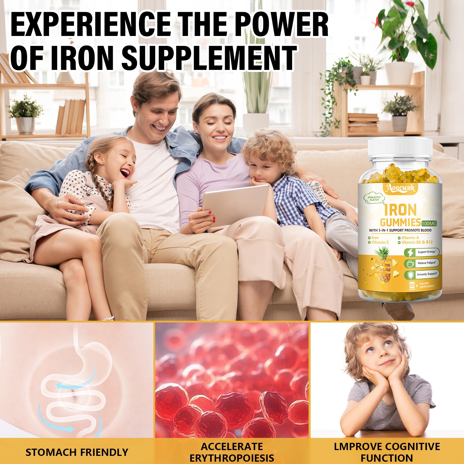 Vegan-friendly iron supplement gummies