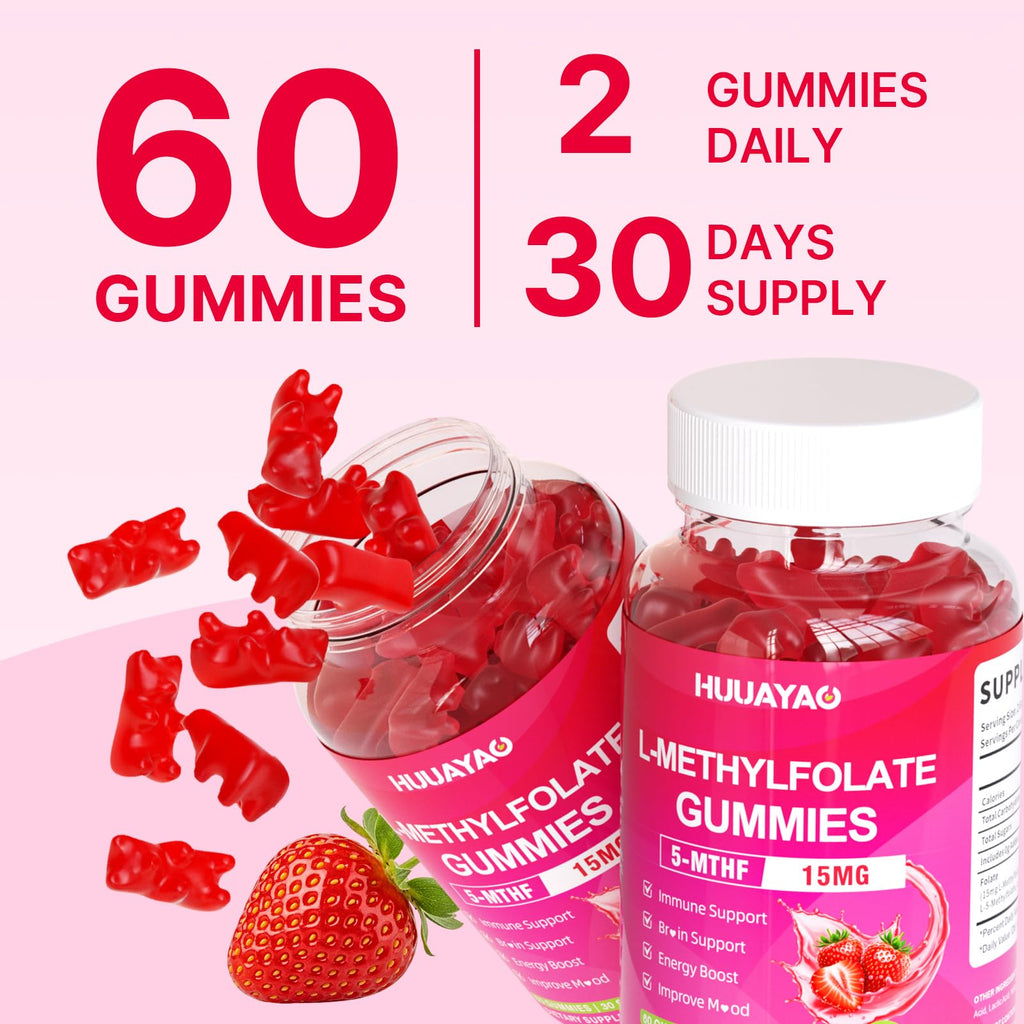 Vegan-friendly L-Methylfolate gummies for health