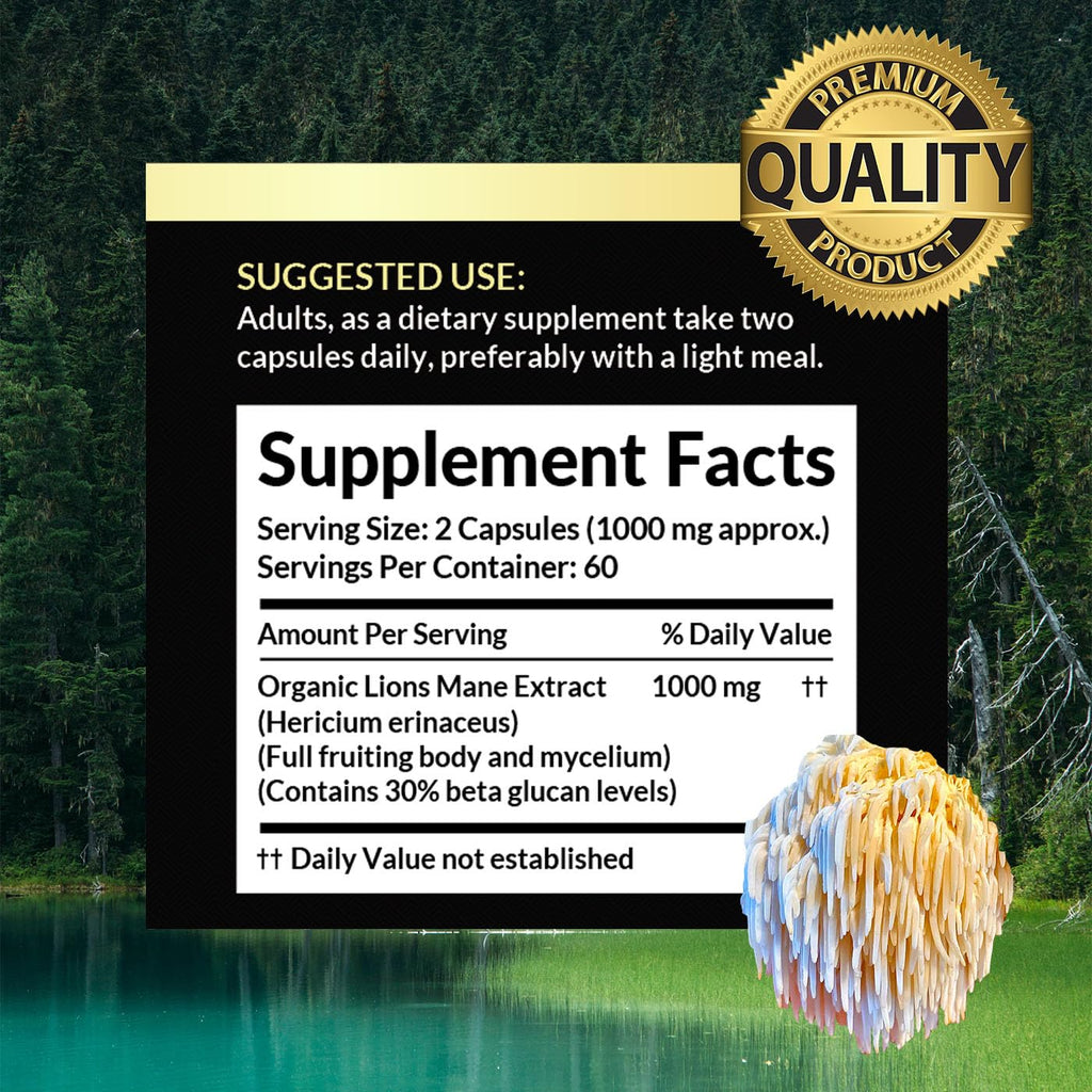 Vegan-friendly Lion's Mane capsules