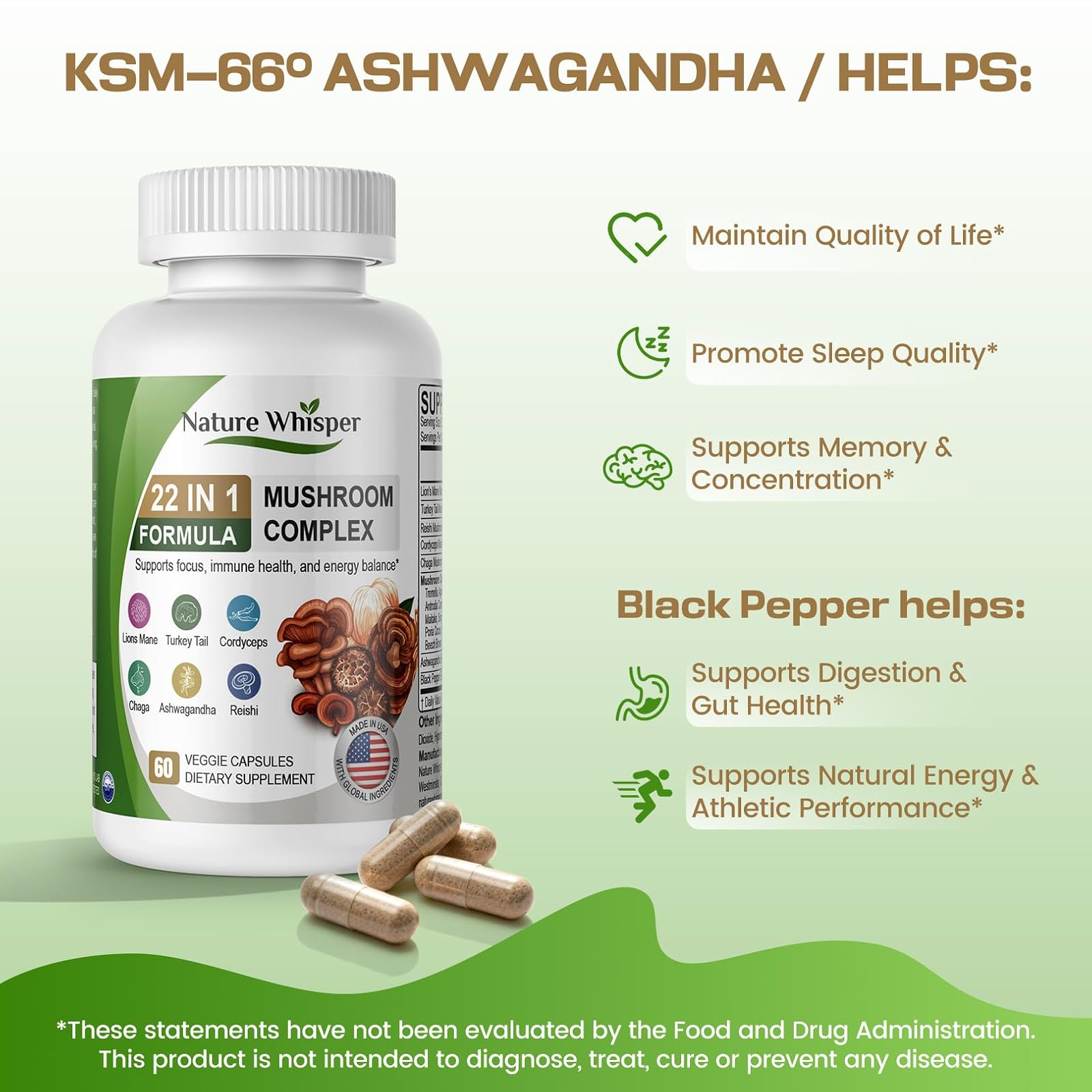 Vegan-friendly Lion's Mane capsules