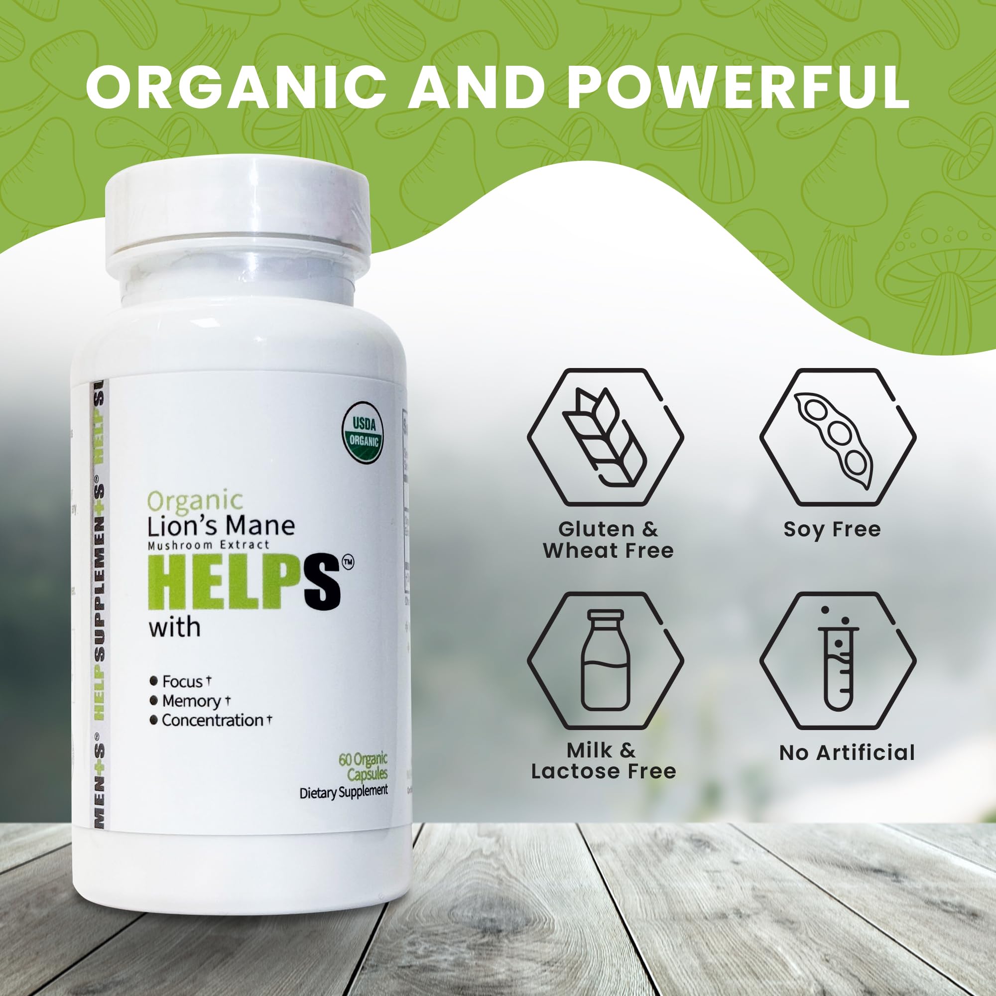 Vegan-friendly Lion's Mane mushroom capsules
