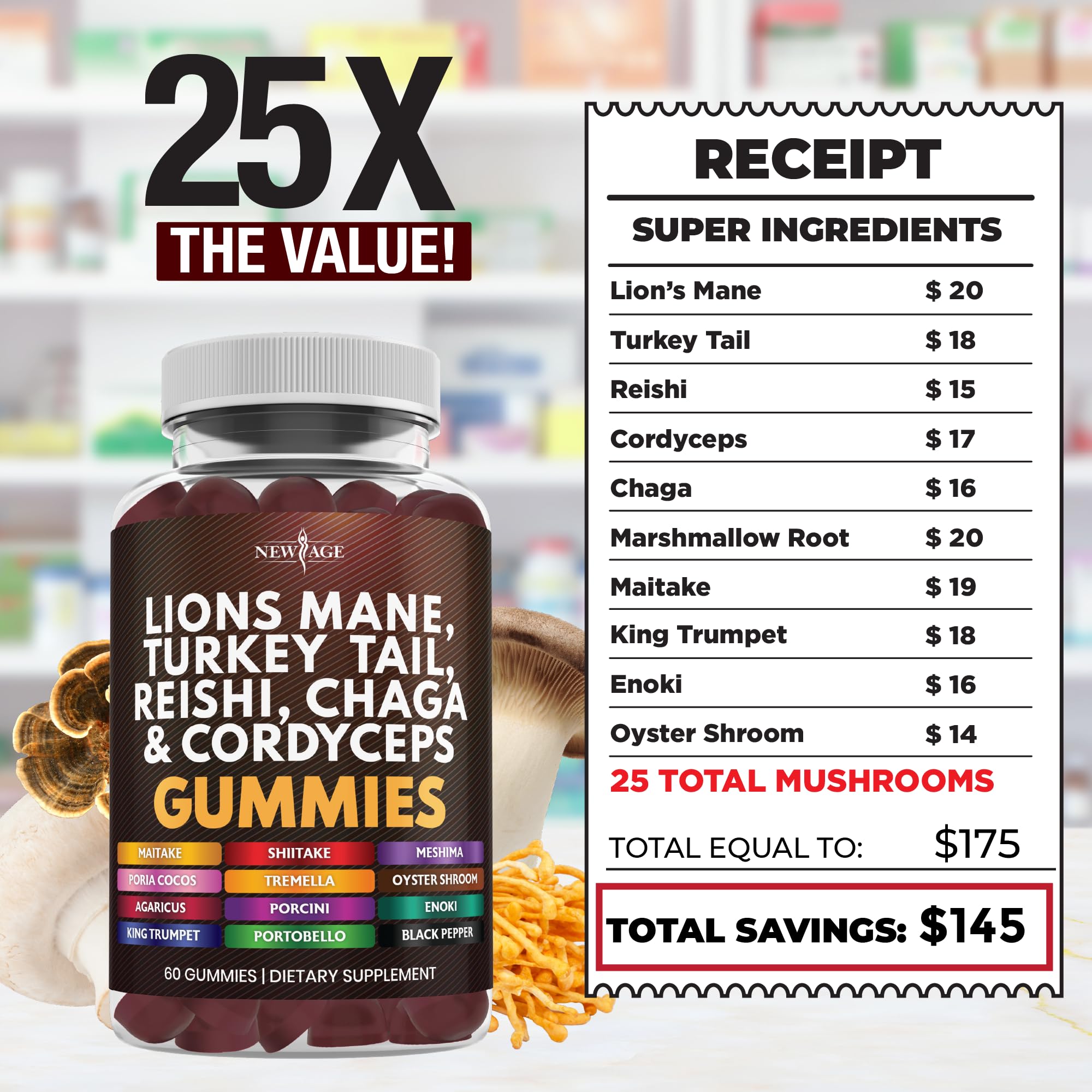 Vegan-friendly Lion's Mane mushroom gummies