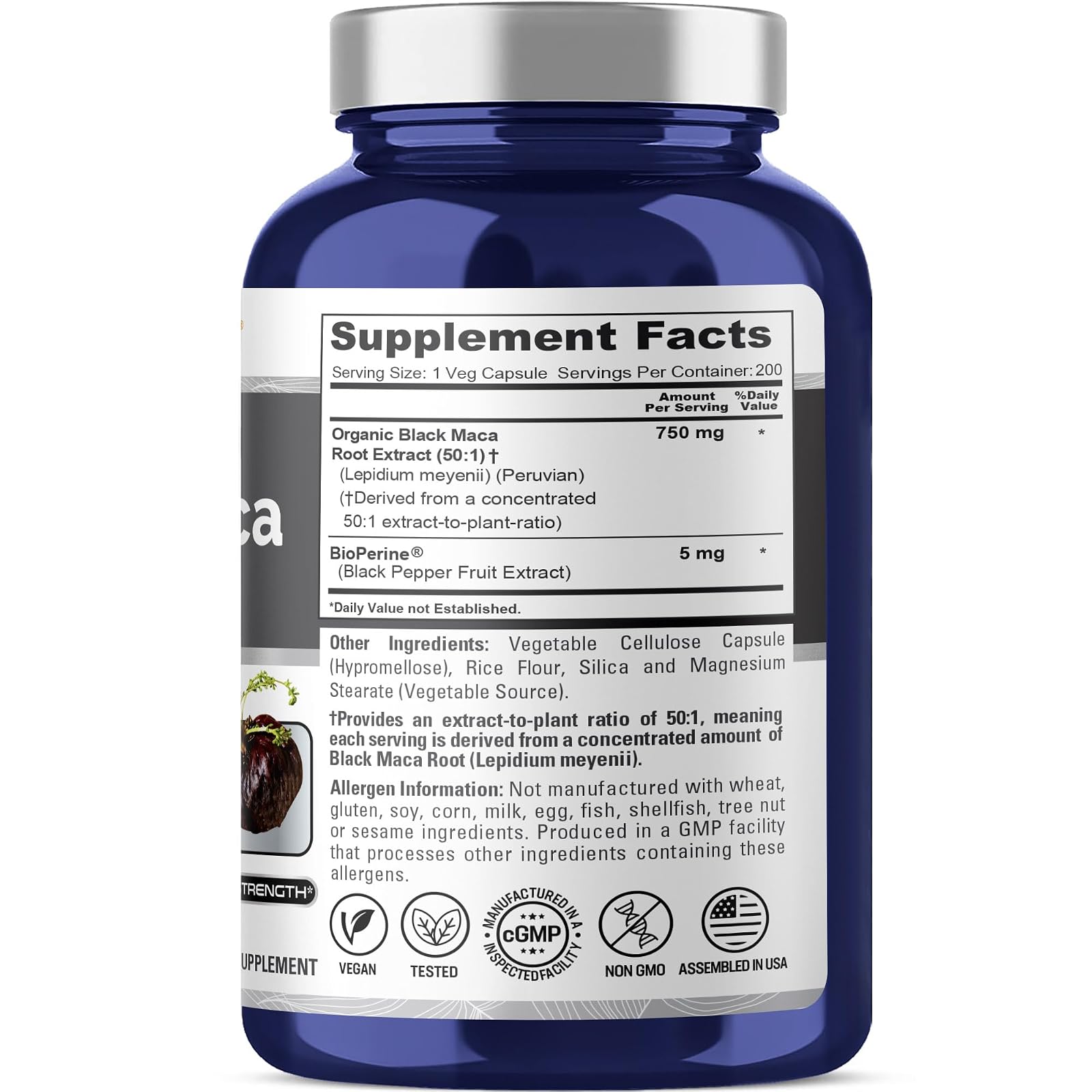 Vegan-friendly Maca root capsules