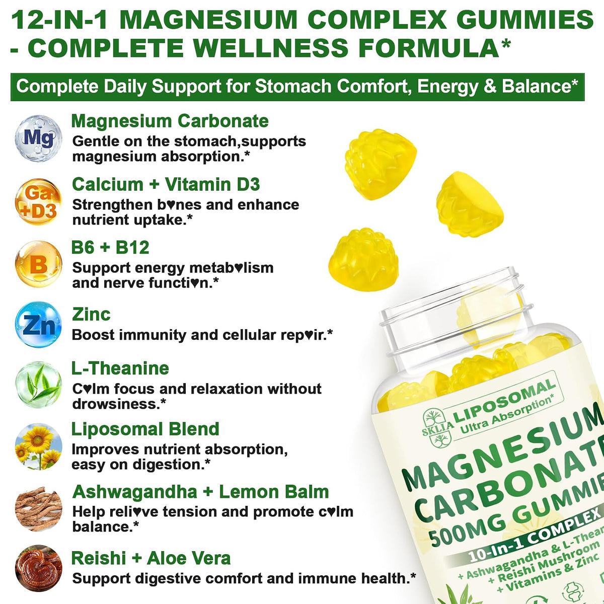 Vegan-friendly magnesium carbonate gummies