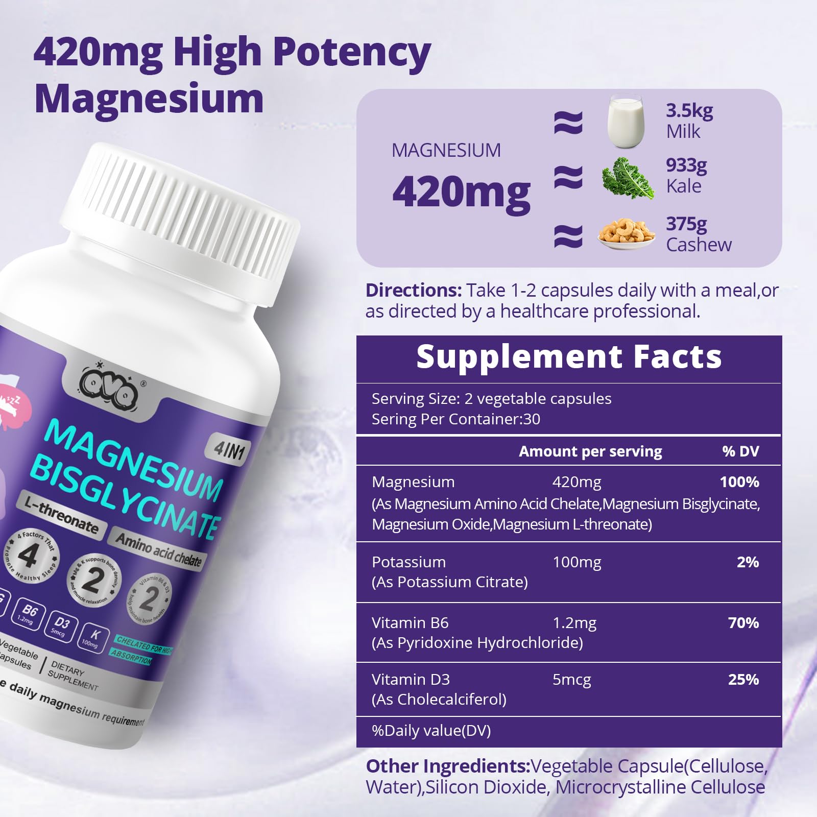 vegan-friendly magnesium glycinate formula