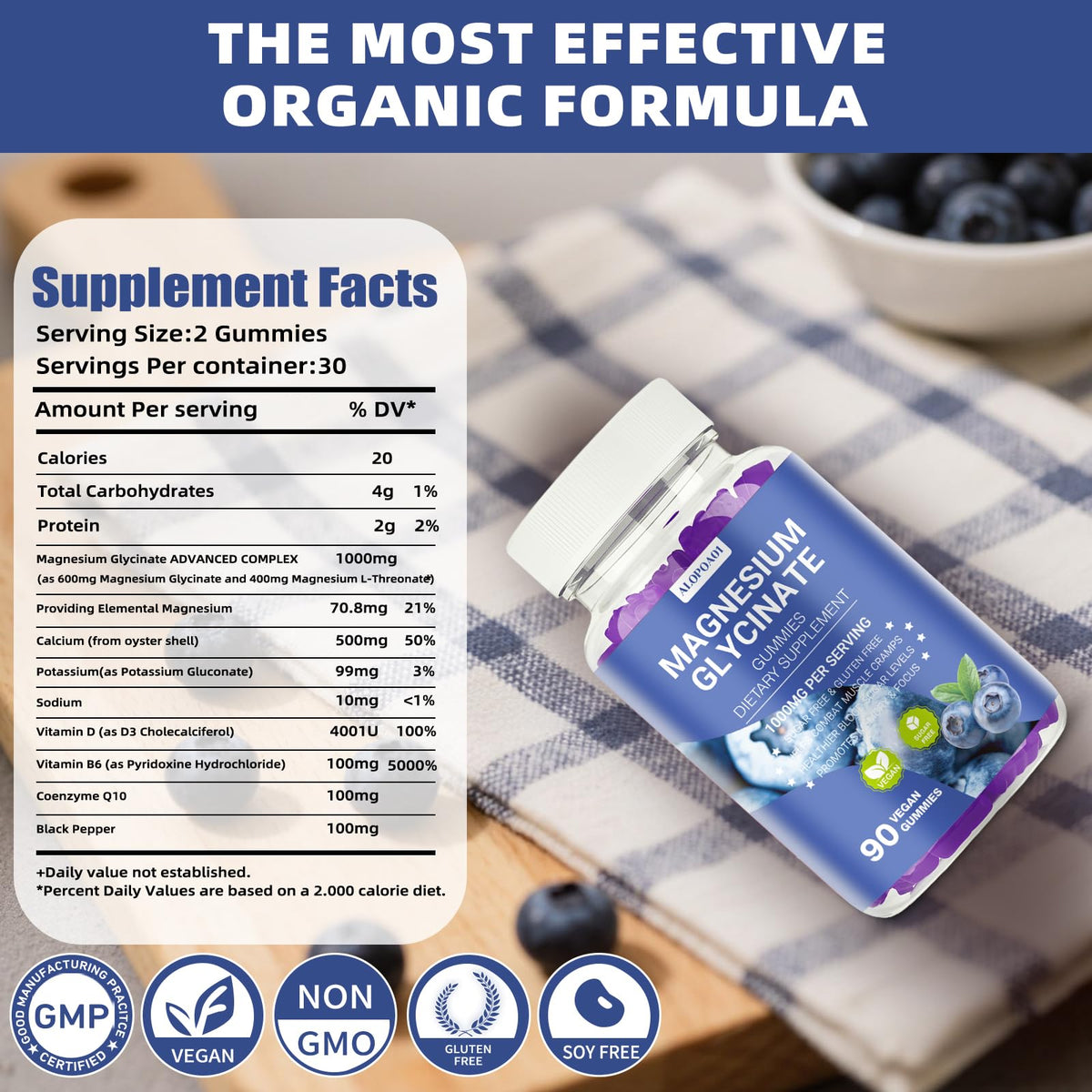 Vegan friendly magnesium glycinate gummies