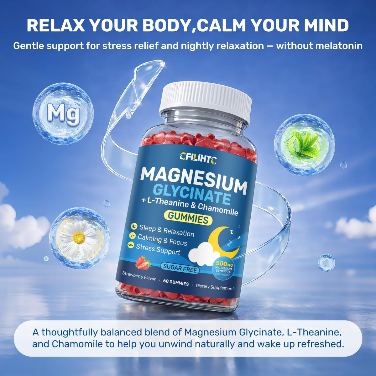 Vegan-friendly magnesium glycinate gummies