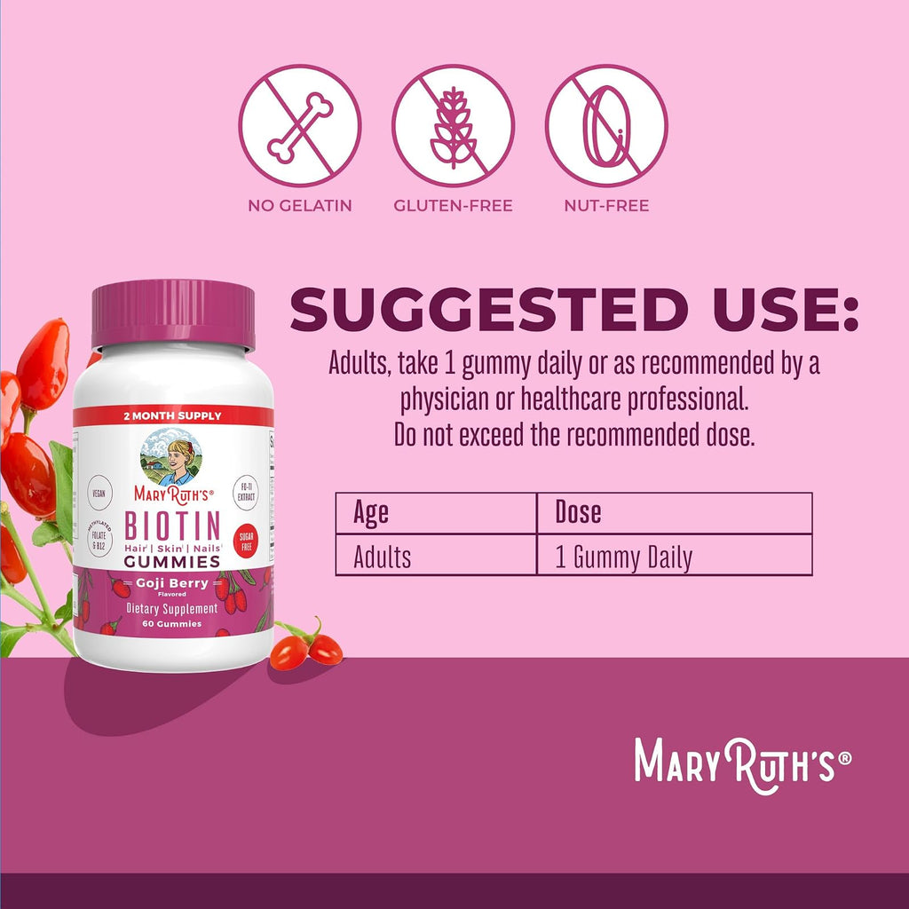 Vegan-friendly MARYRUTH'S Biotin supplements