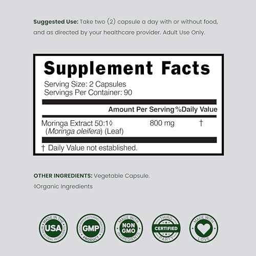 vegan-friendly moringa leaf capsules