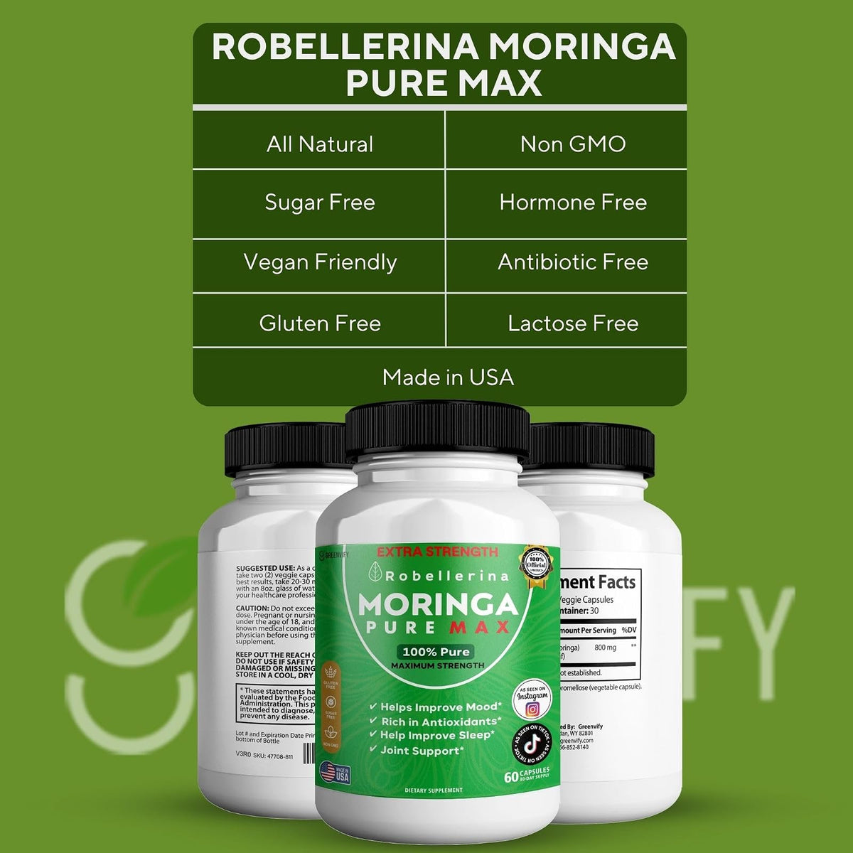 Vegan-friendly Moringa veggie capsules