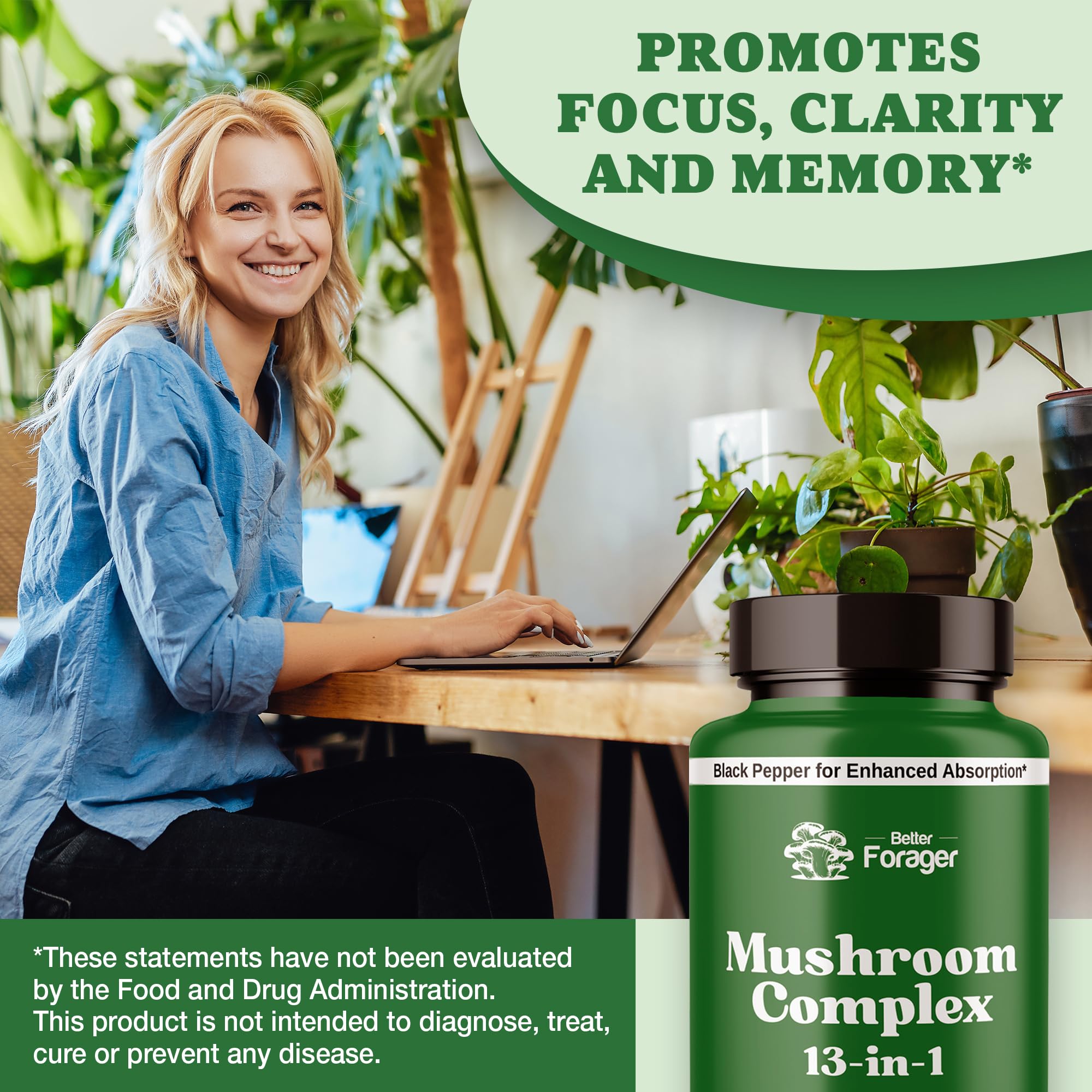Vegan-friendly mushroom complex supplement