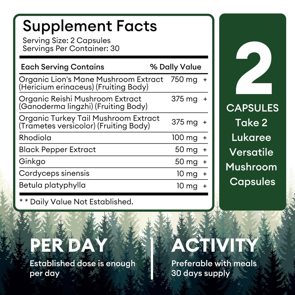 Vegan-friendly mushroom health capsules