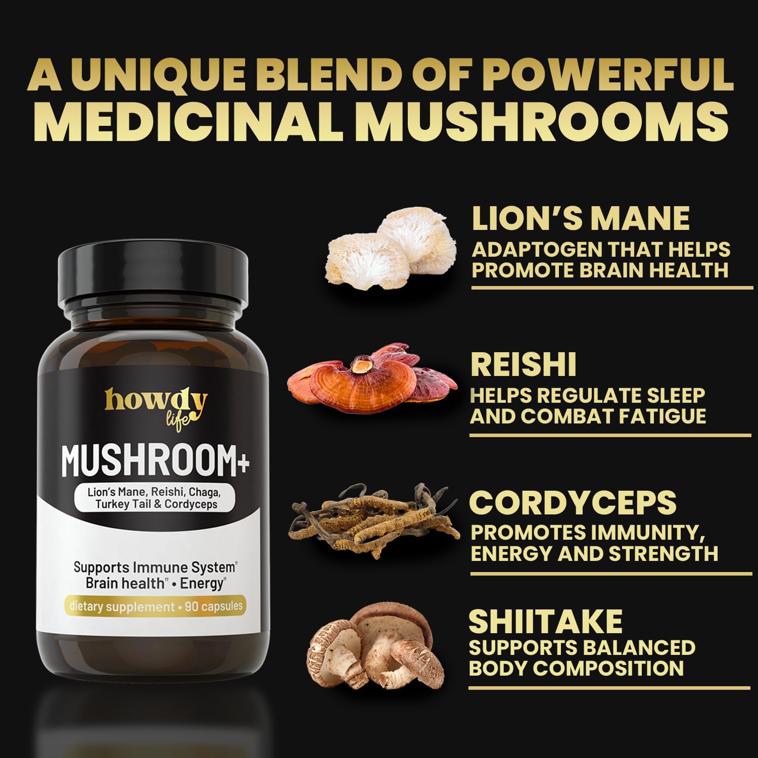 Vegan-friendly mushroom supplement capsules