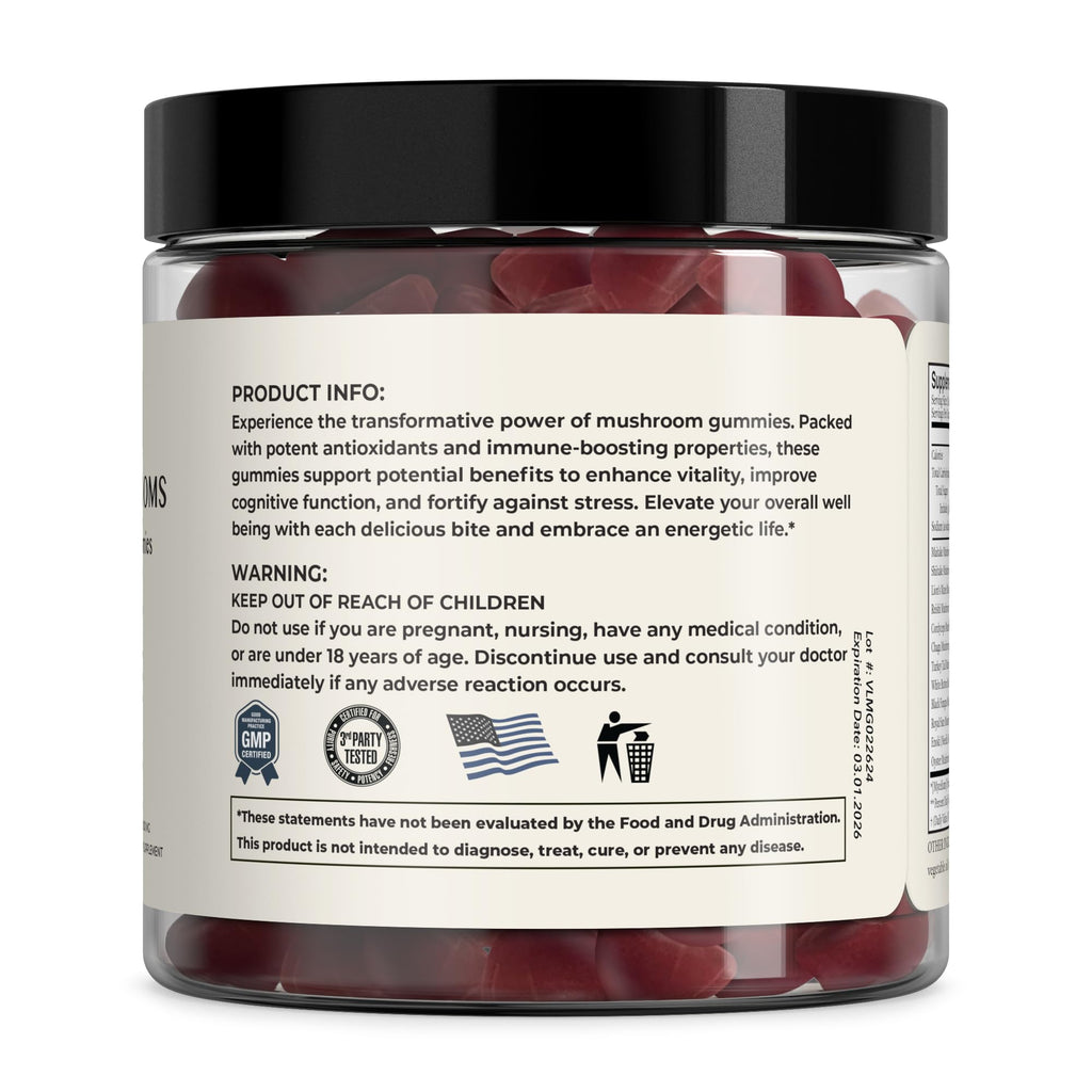 Vegan-friendly mushroom supplement gummies
