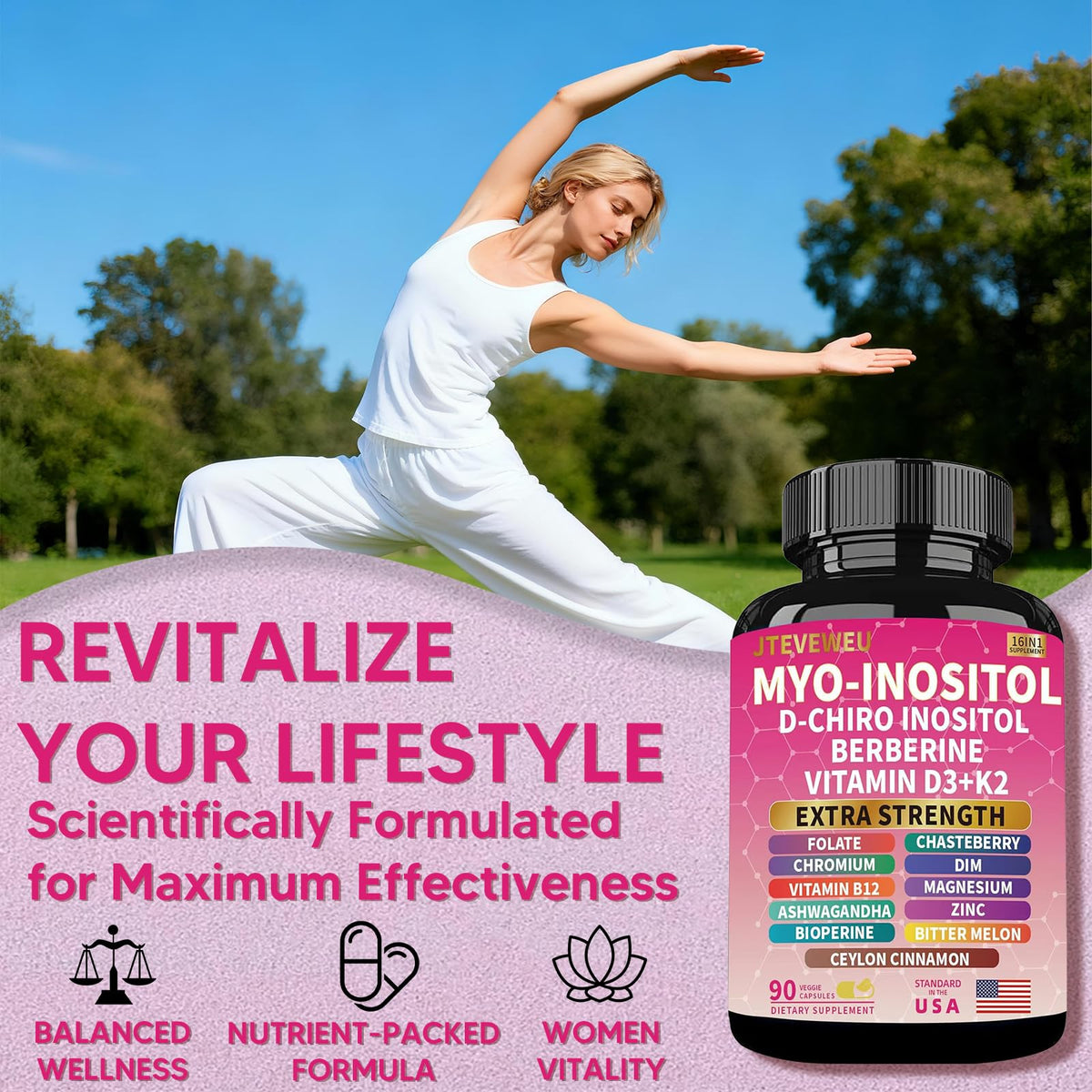 Vegan-friendly Myo Inositol dietary supplement
