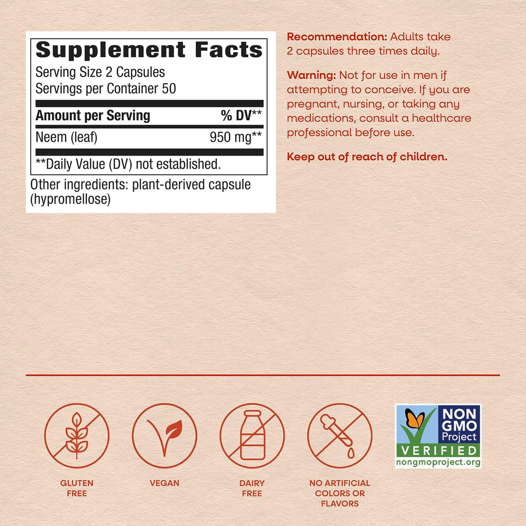 Vegan-friendly Neem capsules