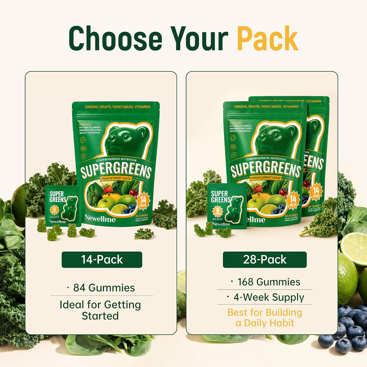 vegan-friendly NEWELLME Super Greens Gummies option