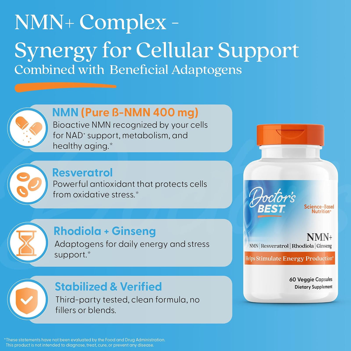 Vegan-friendly NMN+ capsules