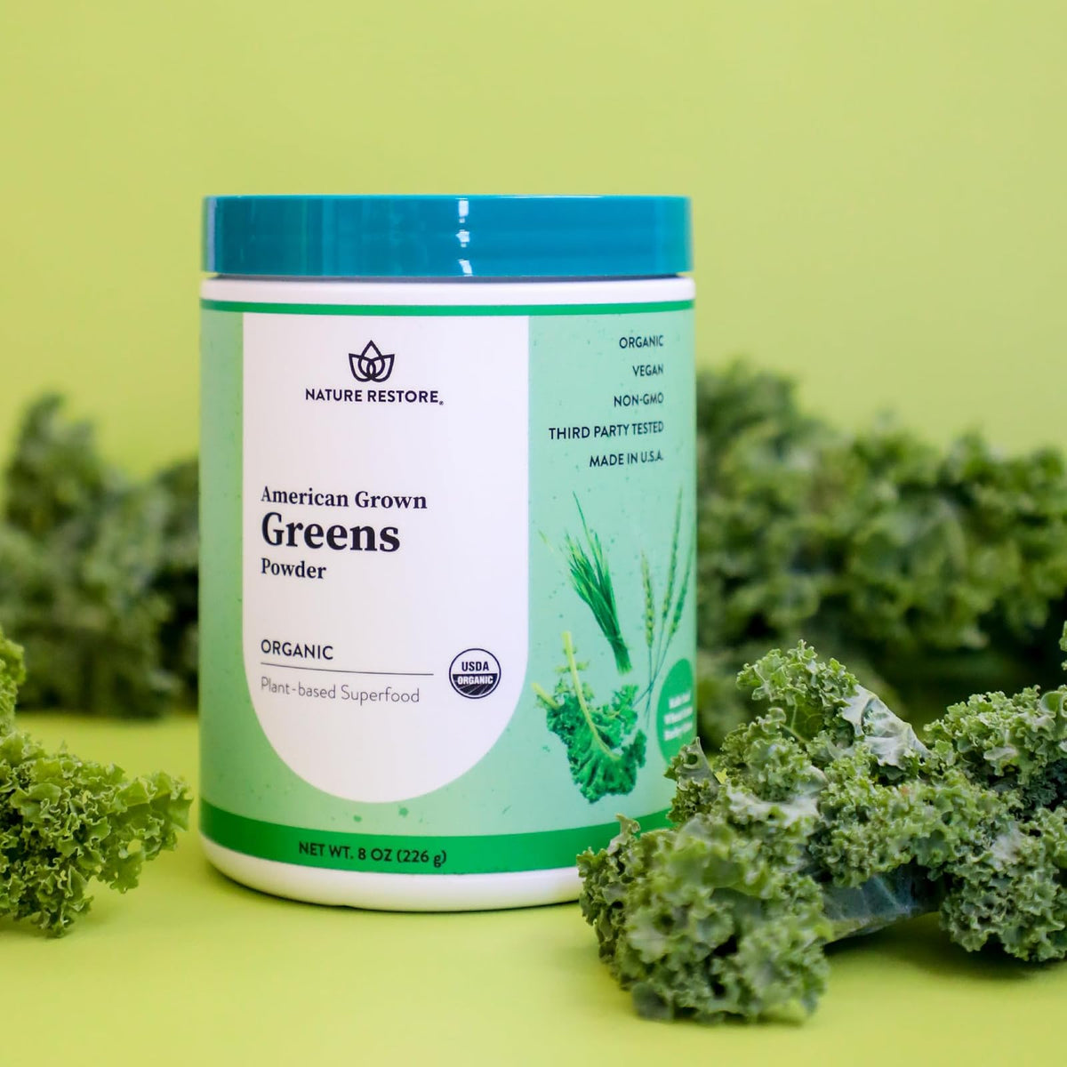 vegan-friendly organic greens powder mix