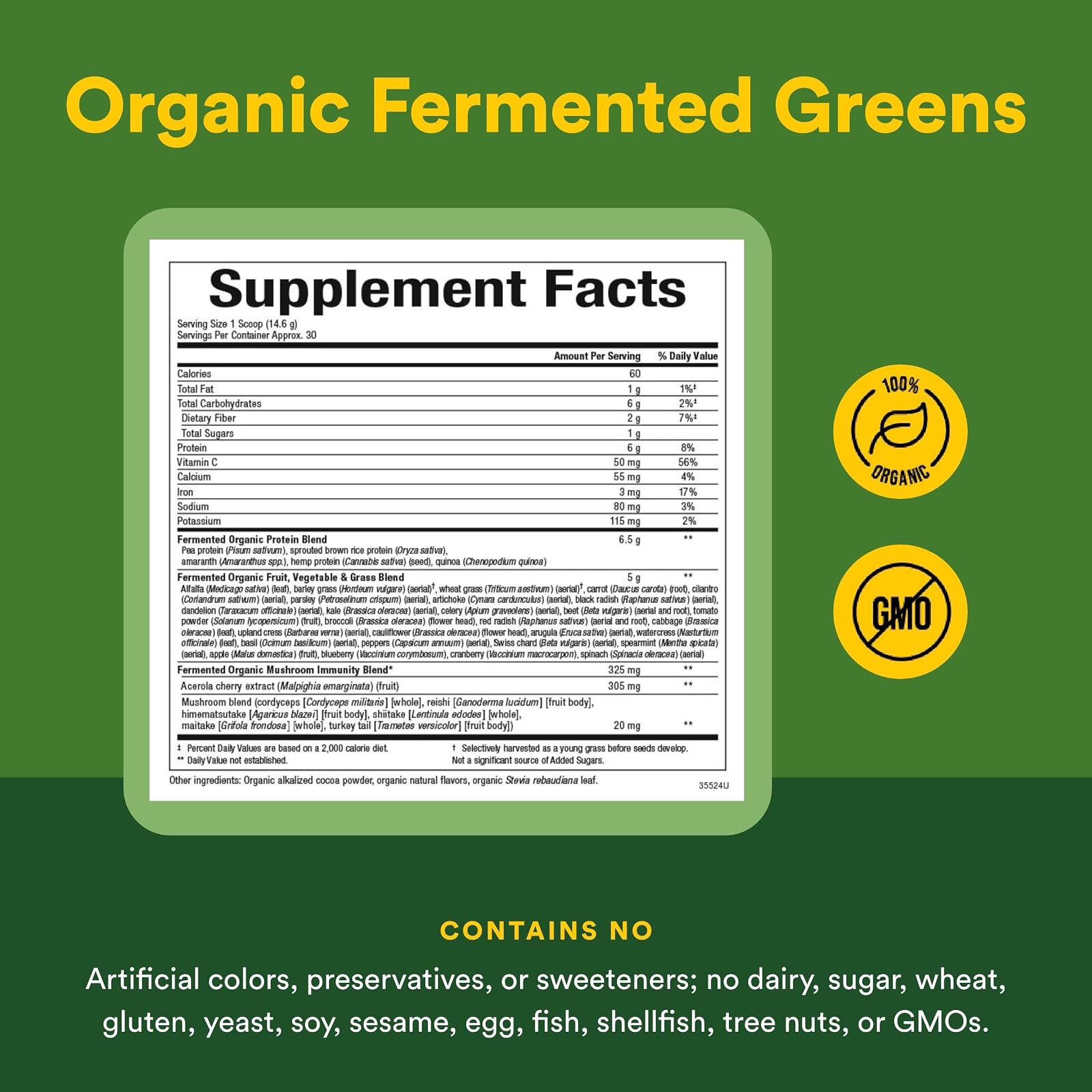 vegan-friendly organic greens supplement