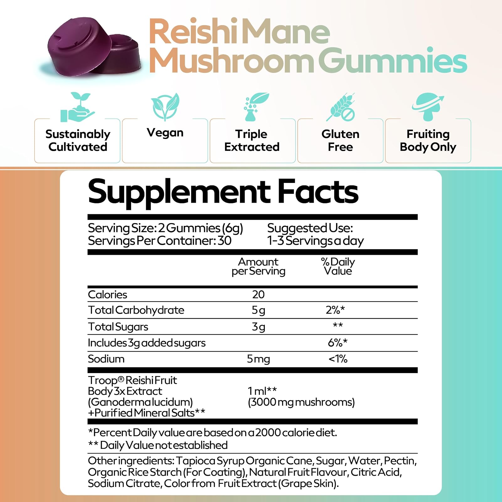 Vegan-friendly reishi mushroom gummies