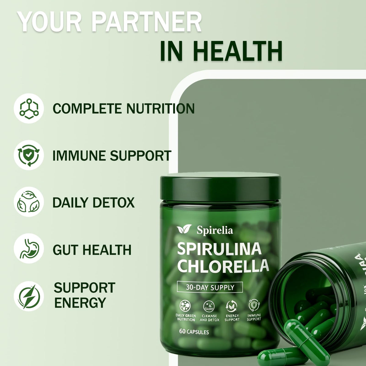 vegan-friendly spirulina capsules