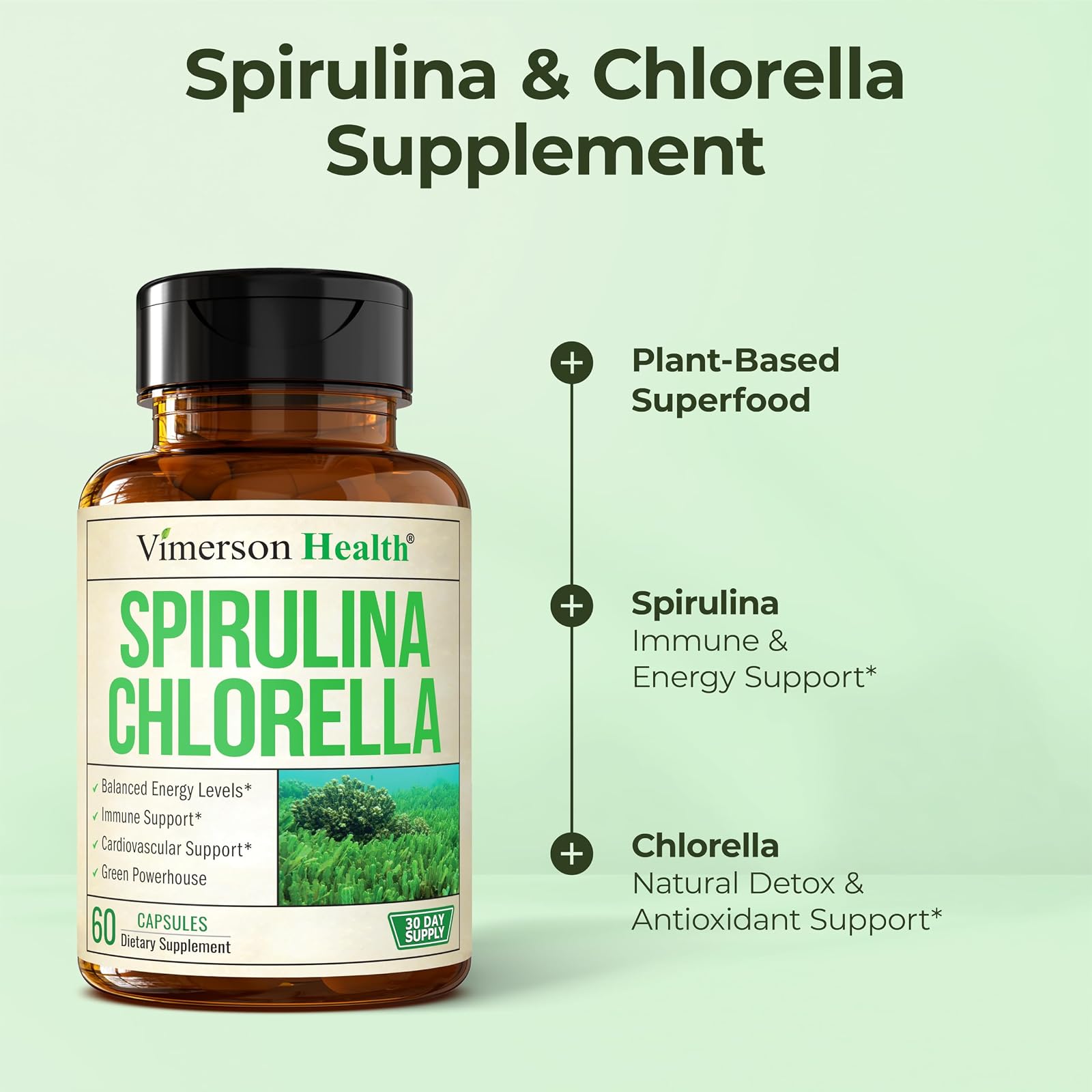 Vegan-friendly spirulina & chlorella