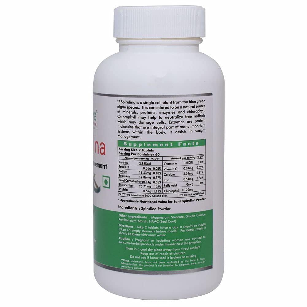 Vegan-friendly spirulina tablets pack