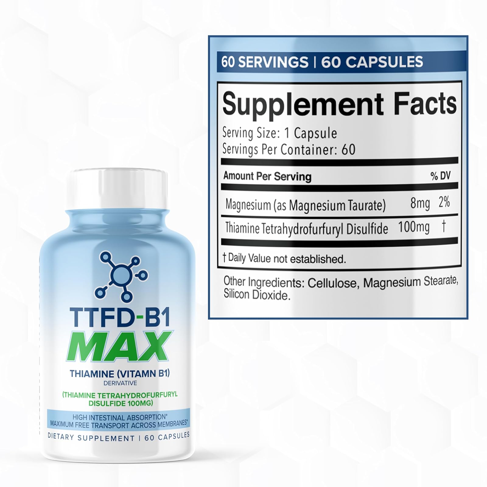 Vegan-friendly Thiamine B1 capsules