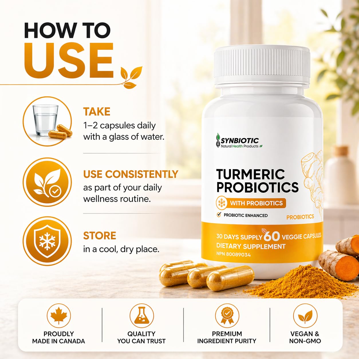 vegan-friendly turmeric and probiotics