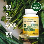 Vegan-friendly Vitamin D3 K2 formula