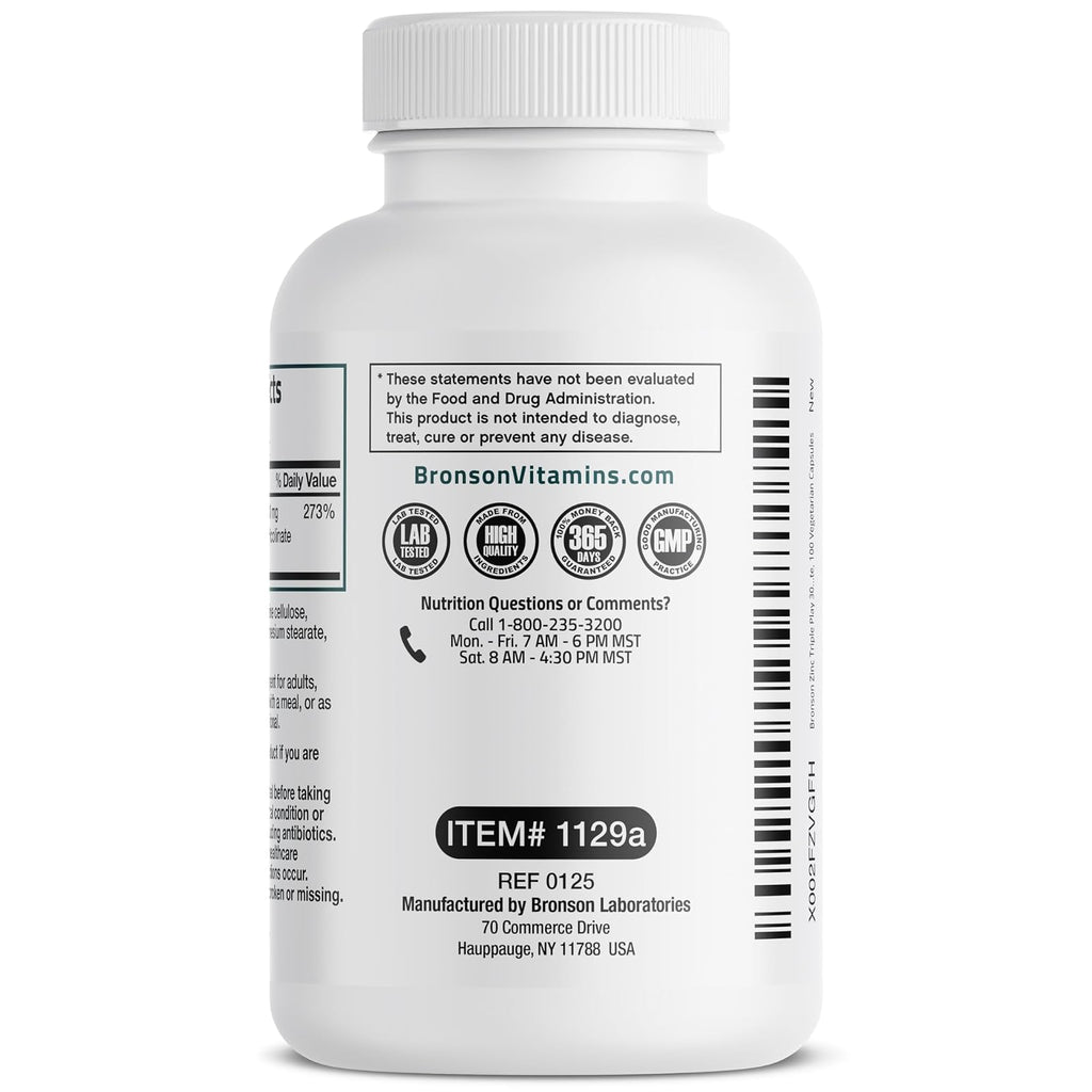 Vegan-friendly zinc capsules from Bronson