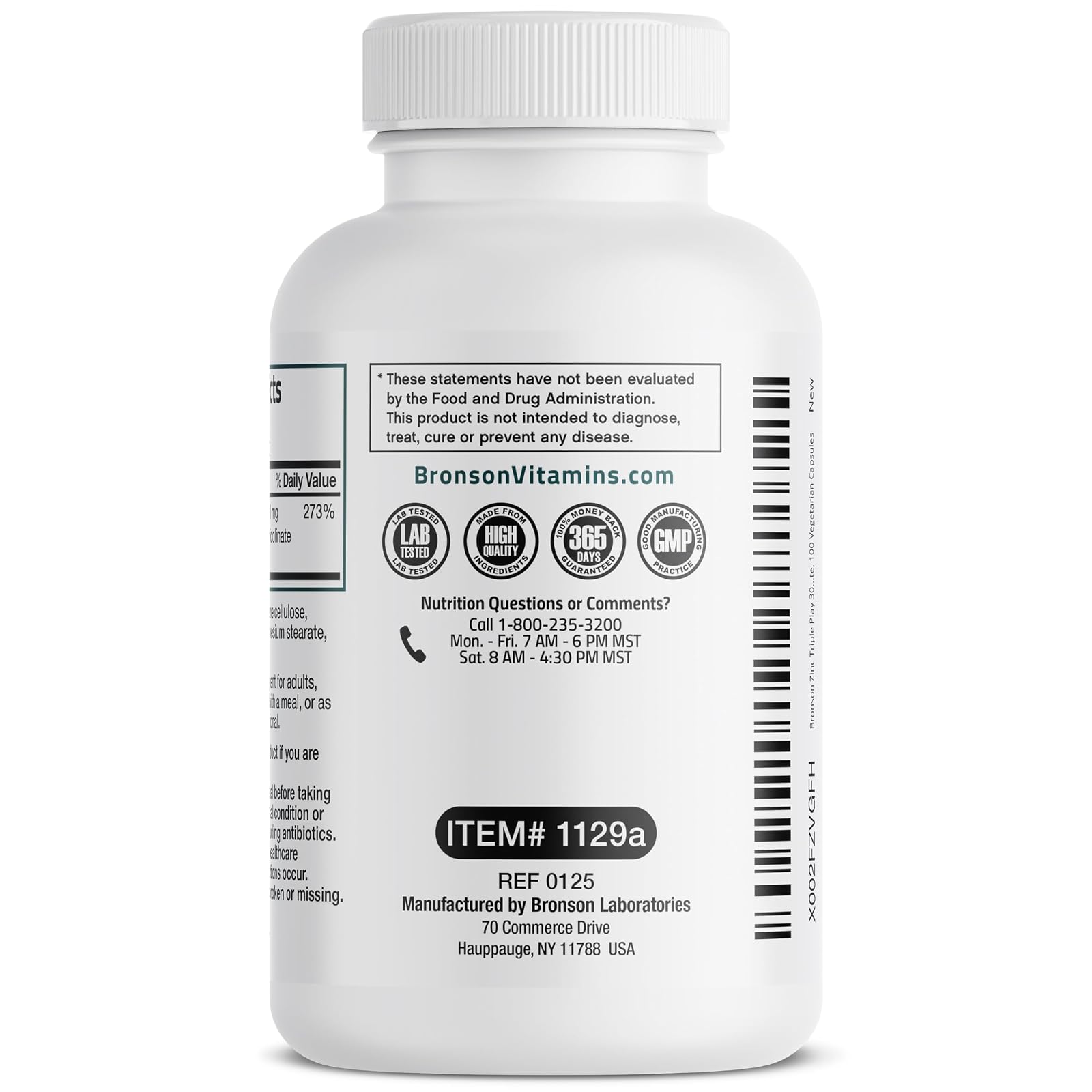 Vegan-friendly zinc capsules from Bronson
