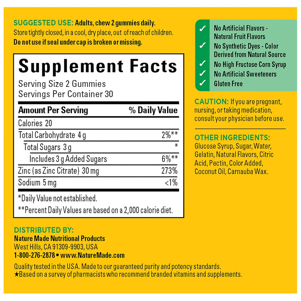 Vegan-friendly Zinc gummies for nutrition